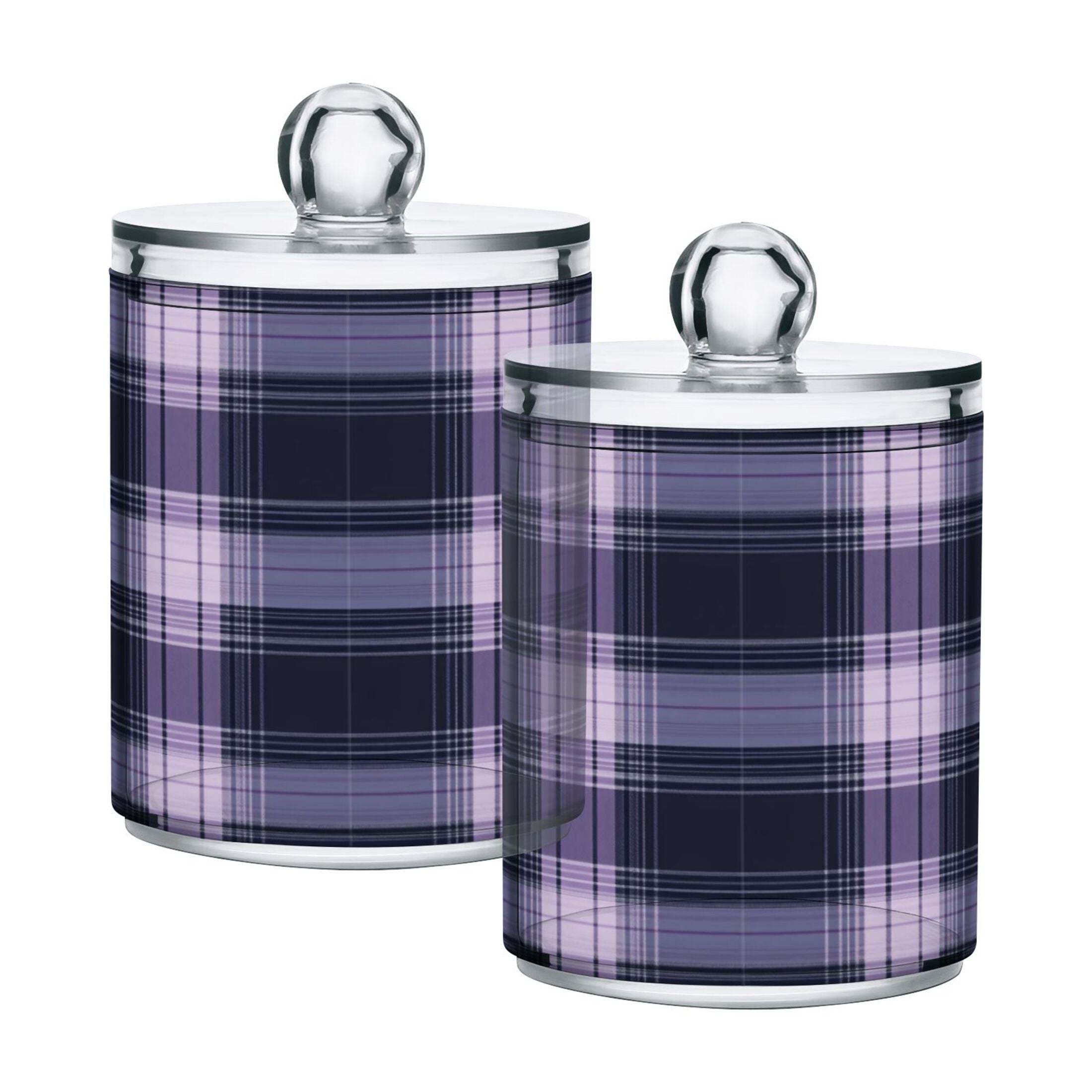 2 Pack Bathroom Canisters Transparent Storage Jar for Cotton Ball, Swab ...