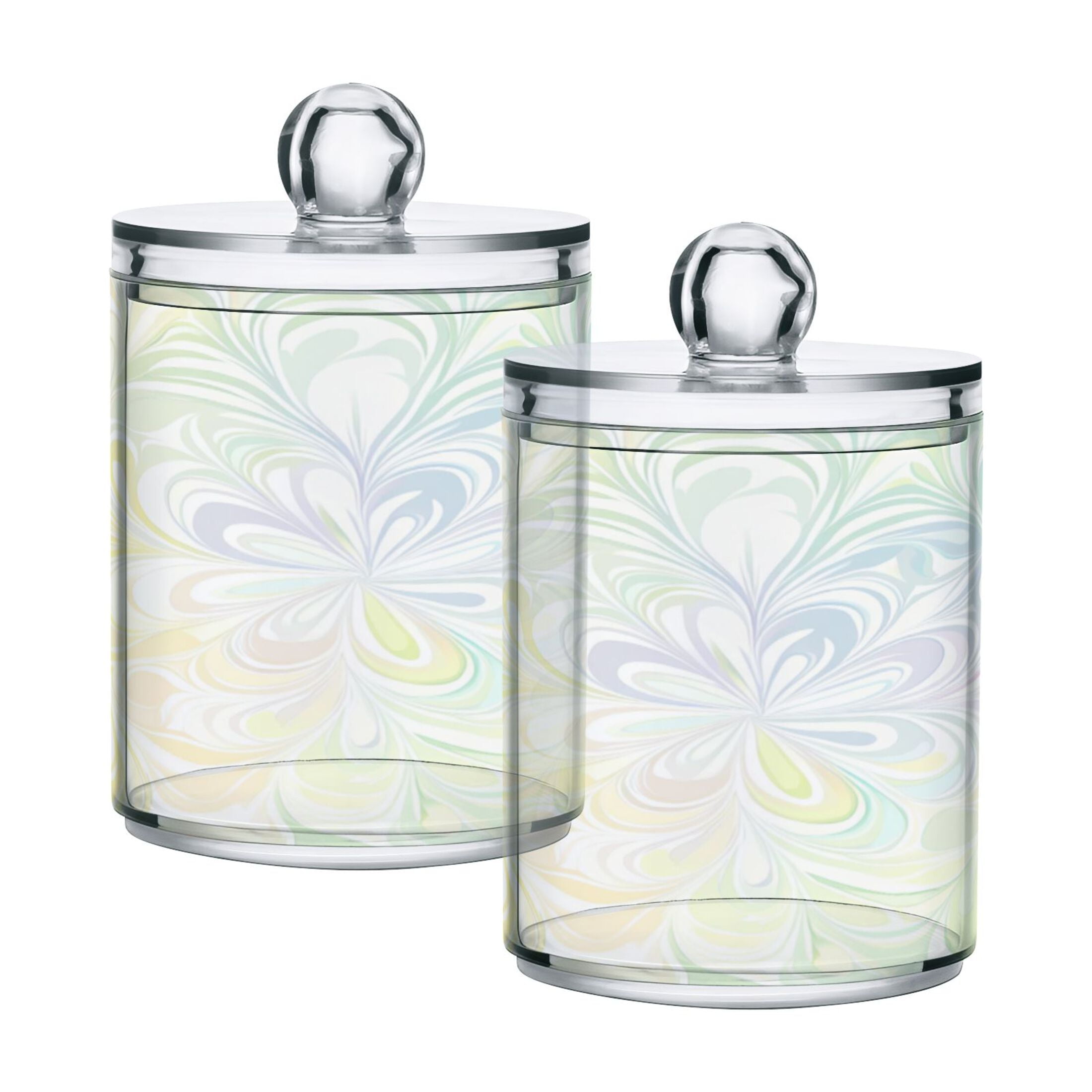 2 Pack Bathroom Canisters Transparent Storage Jar for Cotton Ball, Swab ...