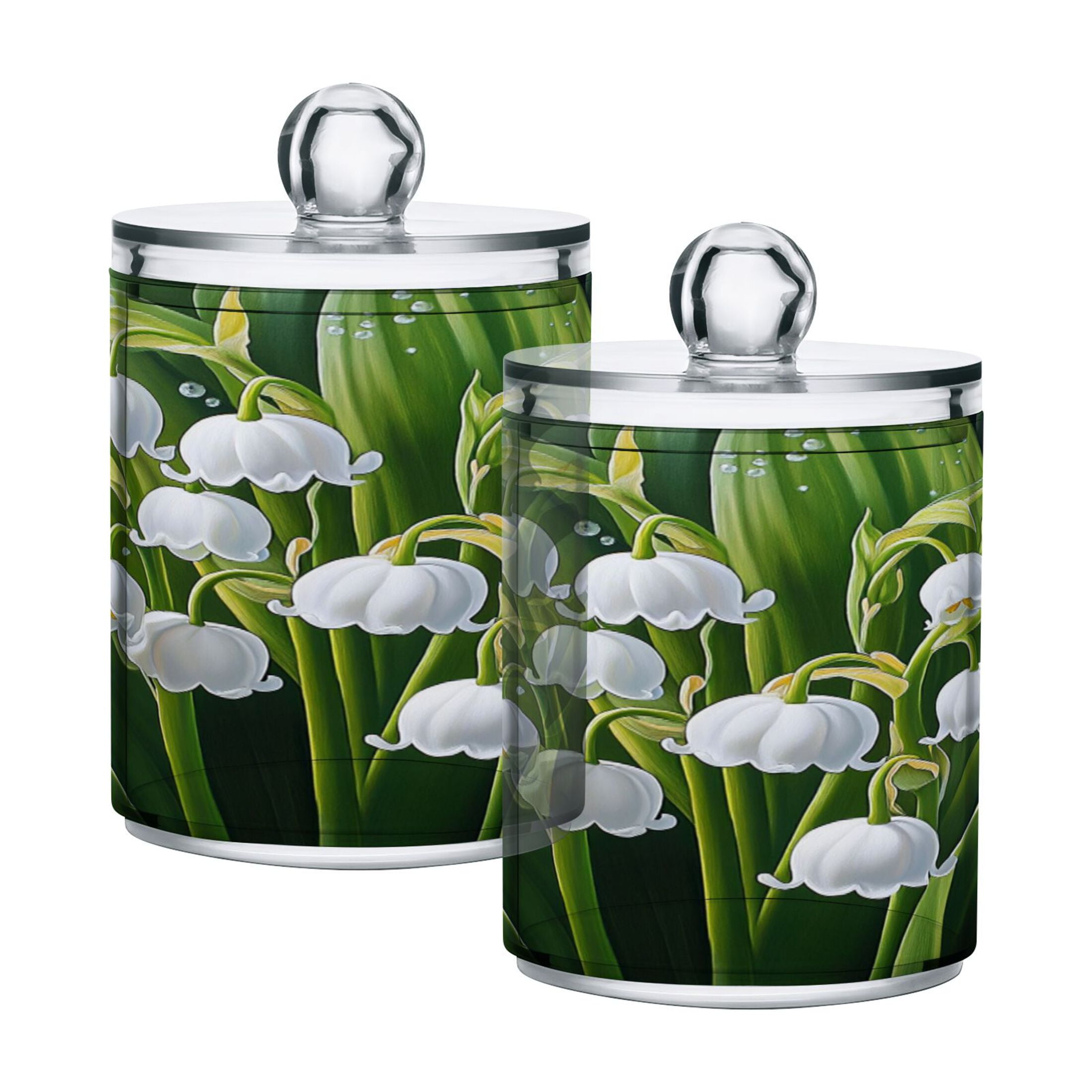 2 Pack Bathroom Canisters Transparent Storage Jar for Cotton Ball, Swab ...