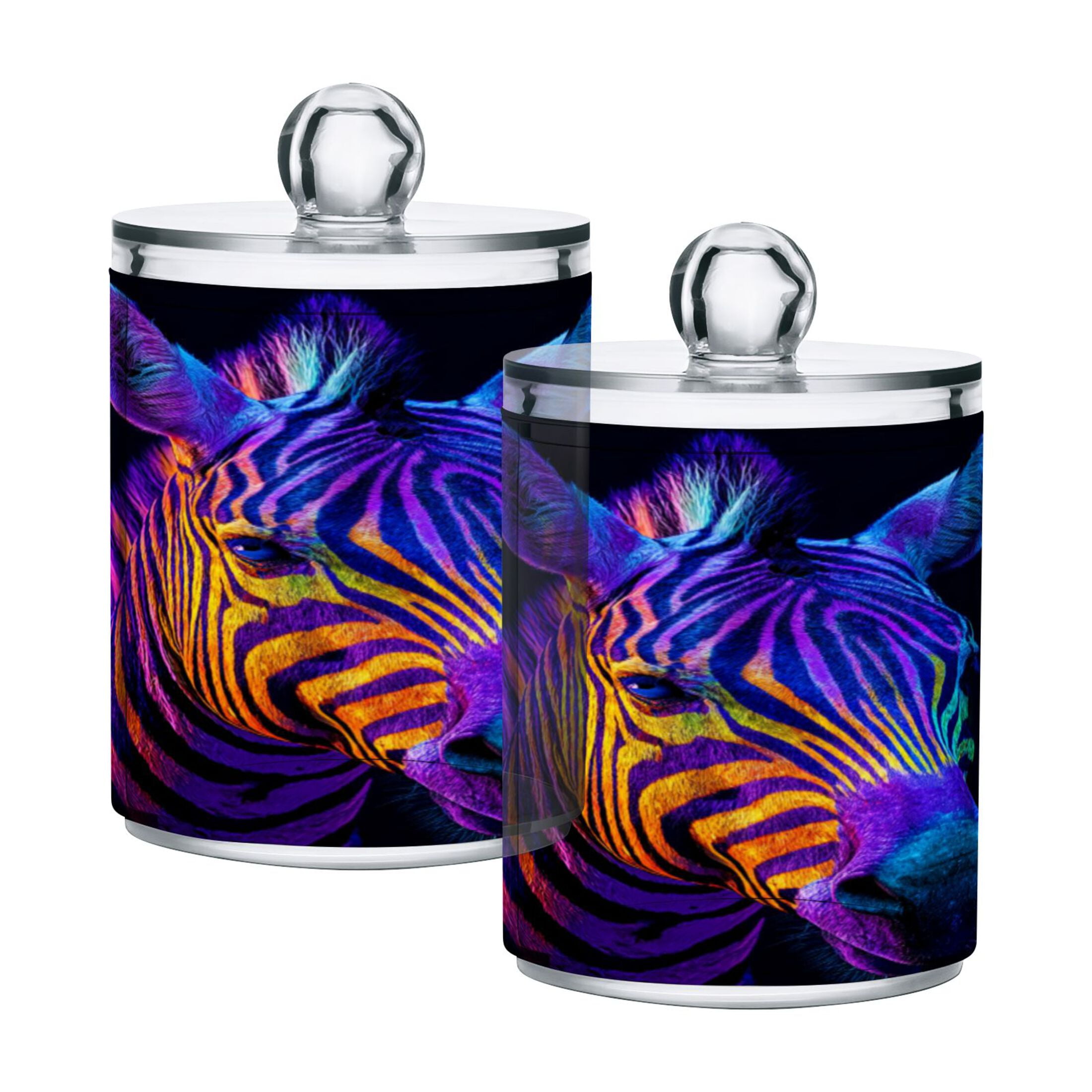2 Pack Bathroom Canisters Transparent Storage Jar for Cotton Ball, Swab ...