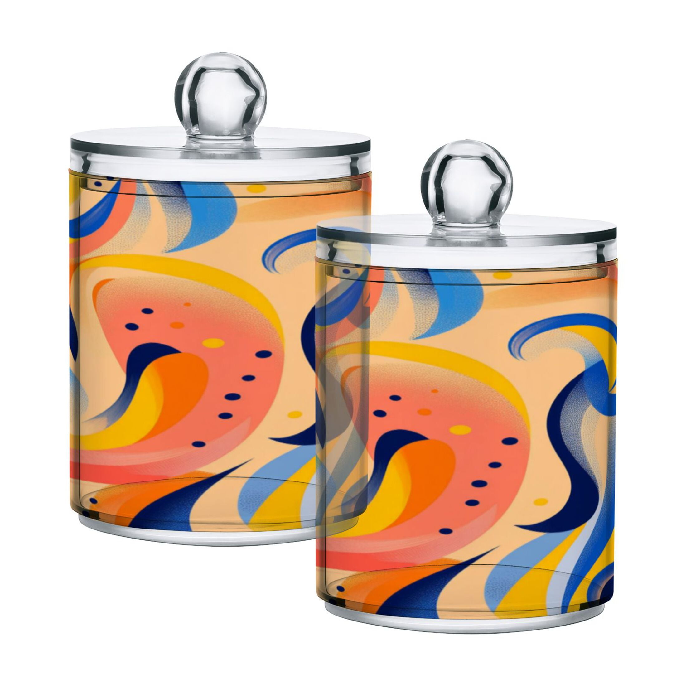 2 Pack Bathroom Canisters Transparent Storage Jar for Cotton Ball, Swab ...