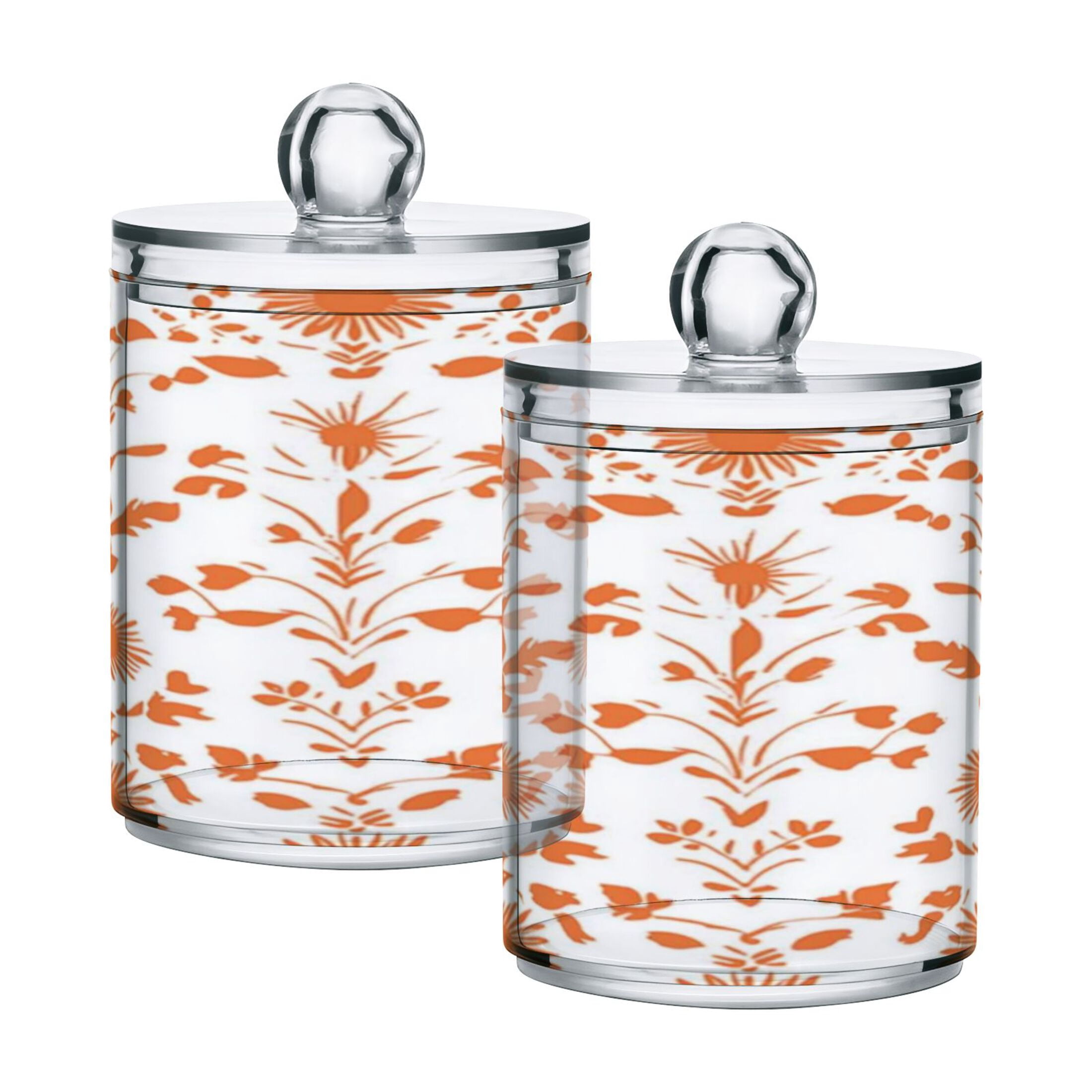2 Pack Bathroom Canisters Transparent Storage Jar for Cotton Ball, Swab ...