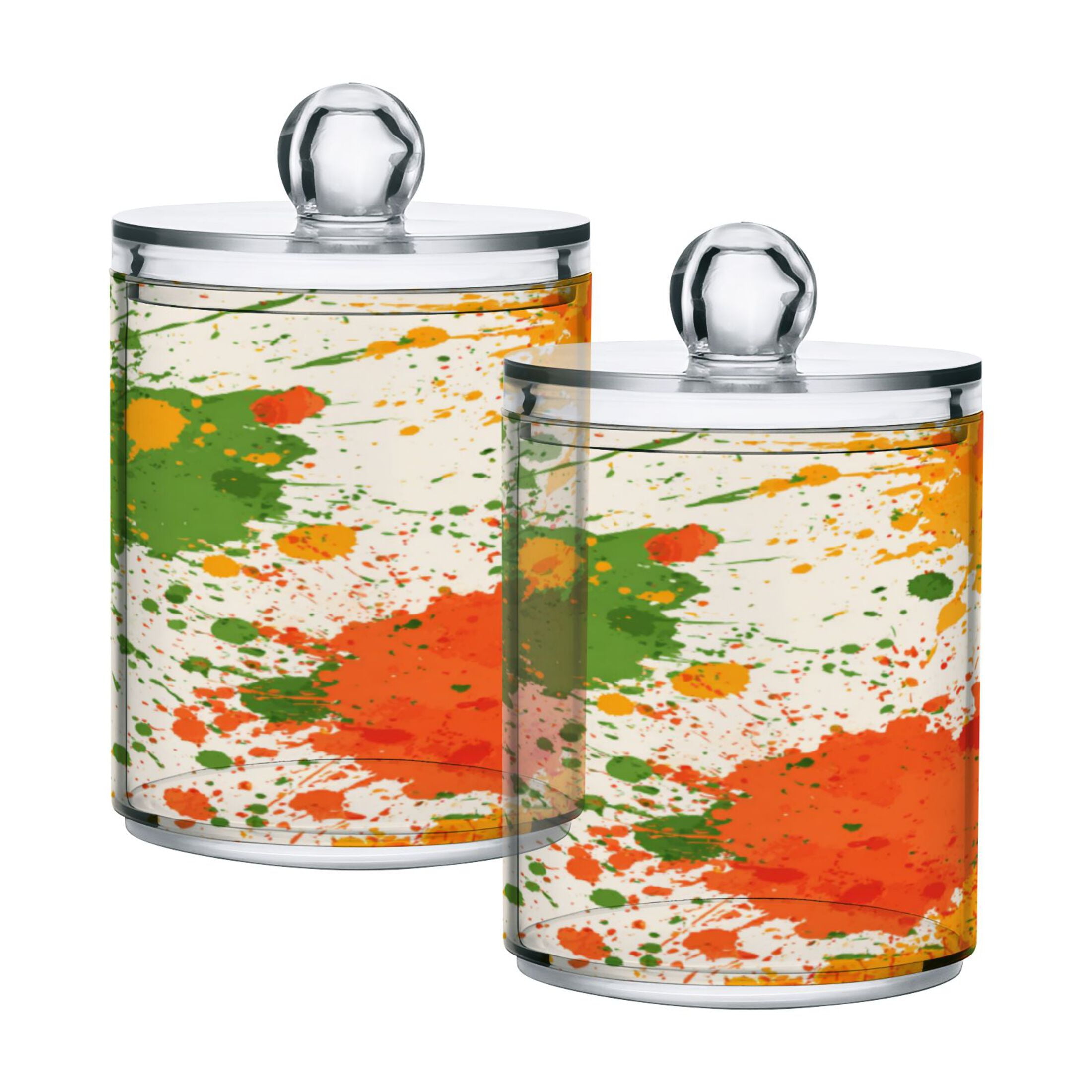 2 Pack Bathroom Canisters Transparent Storage Jar for Cotton Ball, Swab ...
