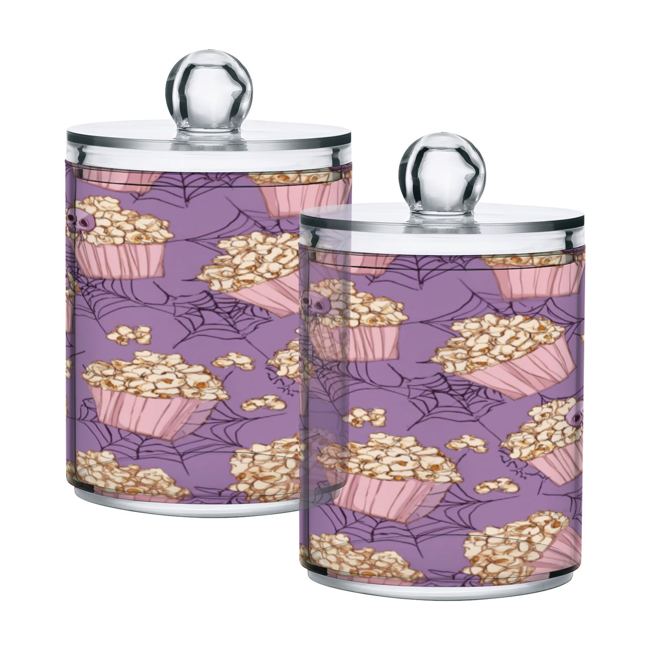 2 Pack Bathroom Canisters Transparent Storage Jar for Cotton Ball, Swab ...