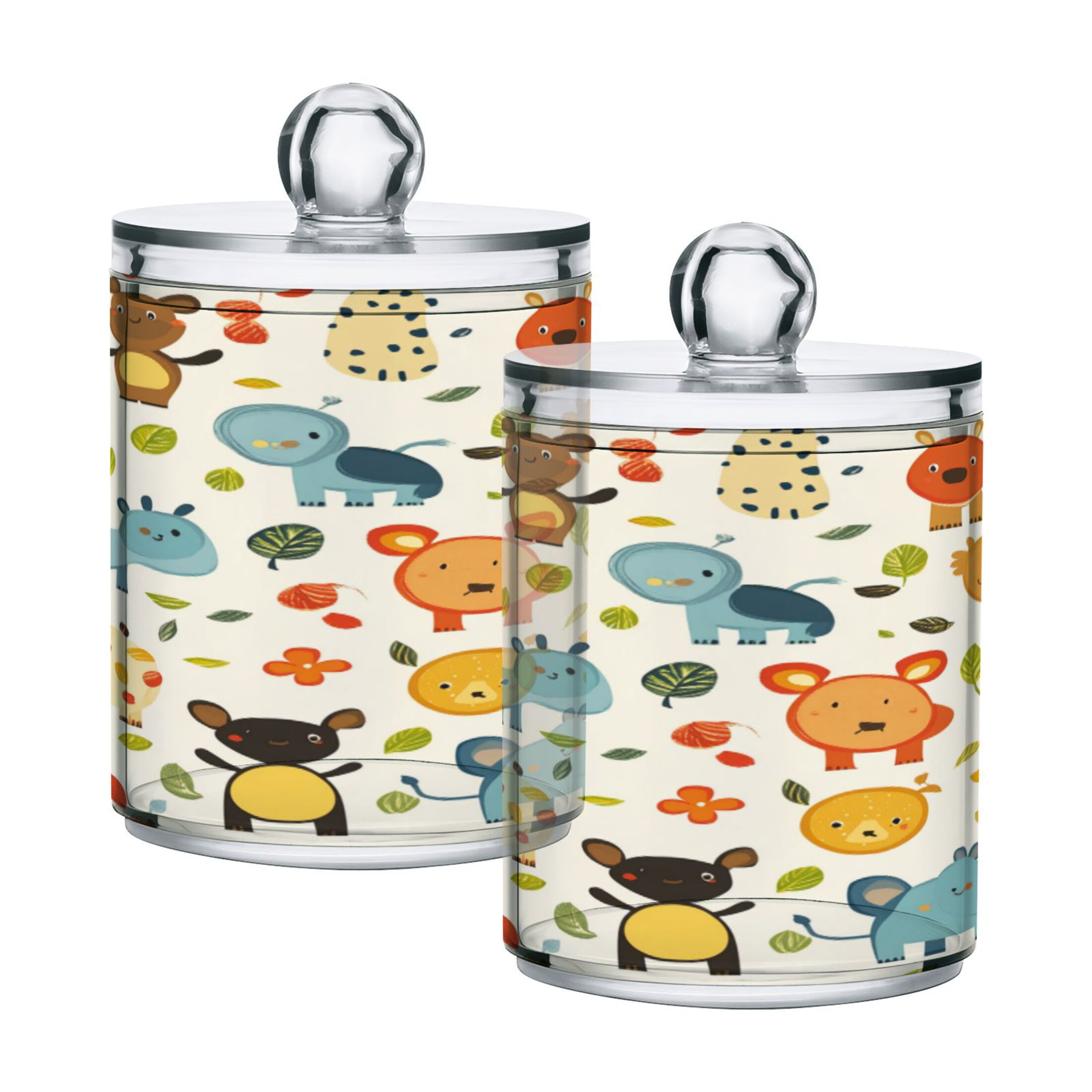 2 Pack Bathroom Canisters Transparent Storage Jar for Cotton Ball, Swab ...