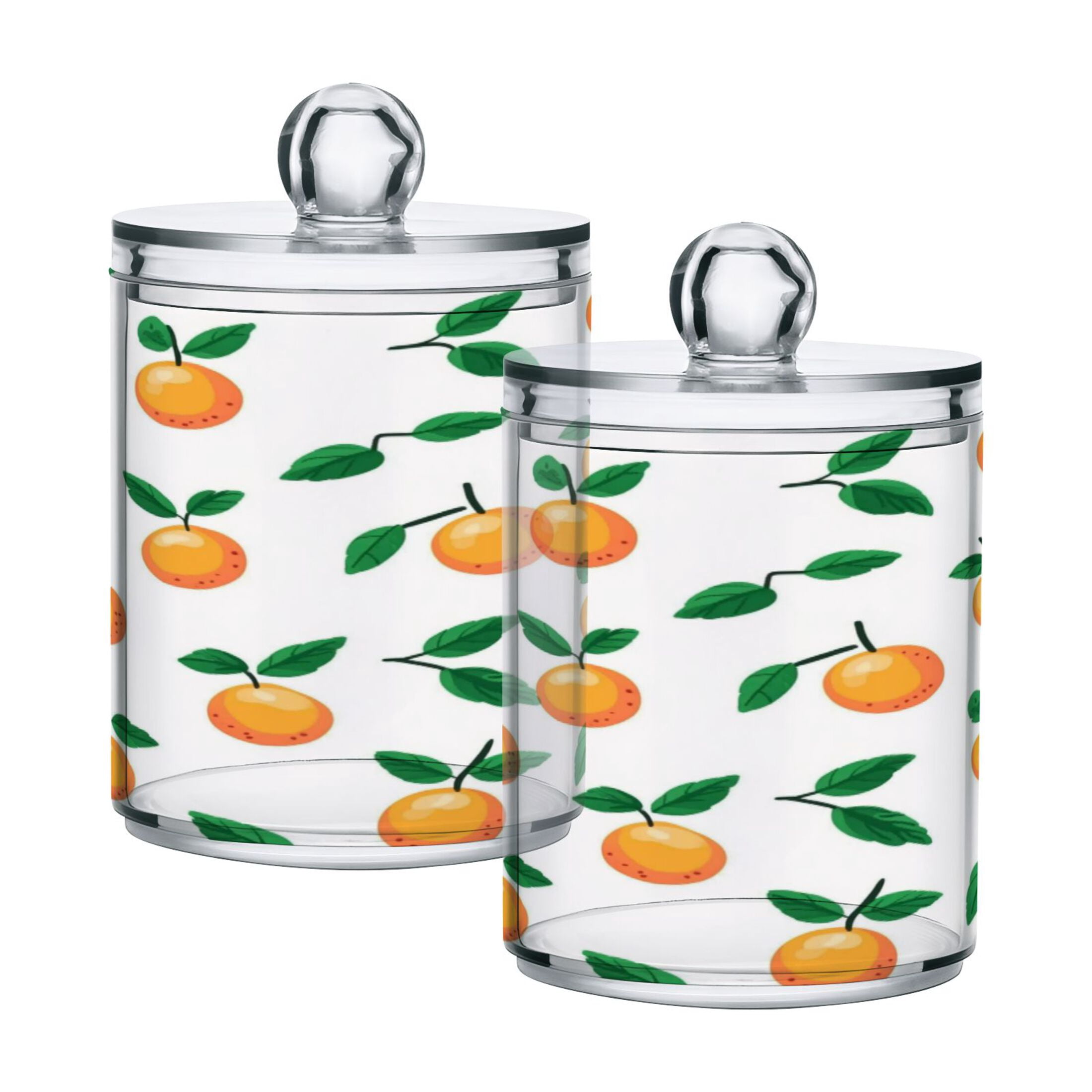 2 Pack Bathroom Canisters Transparent Storage Jar for Cotton Ball, Swab ...