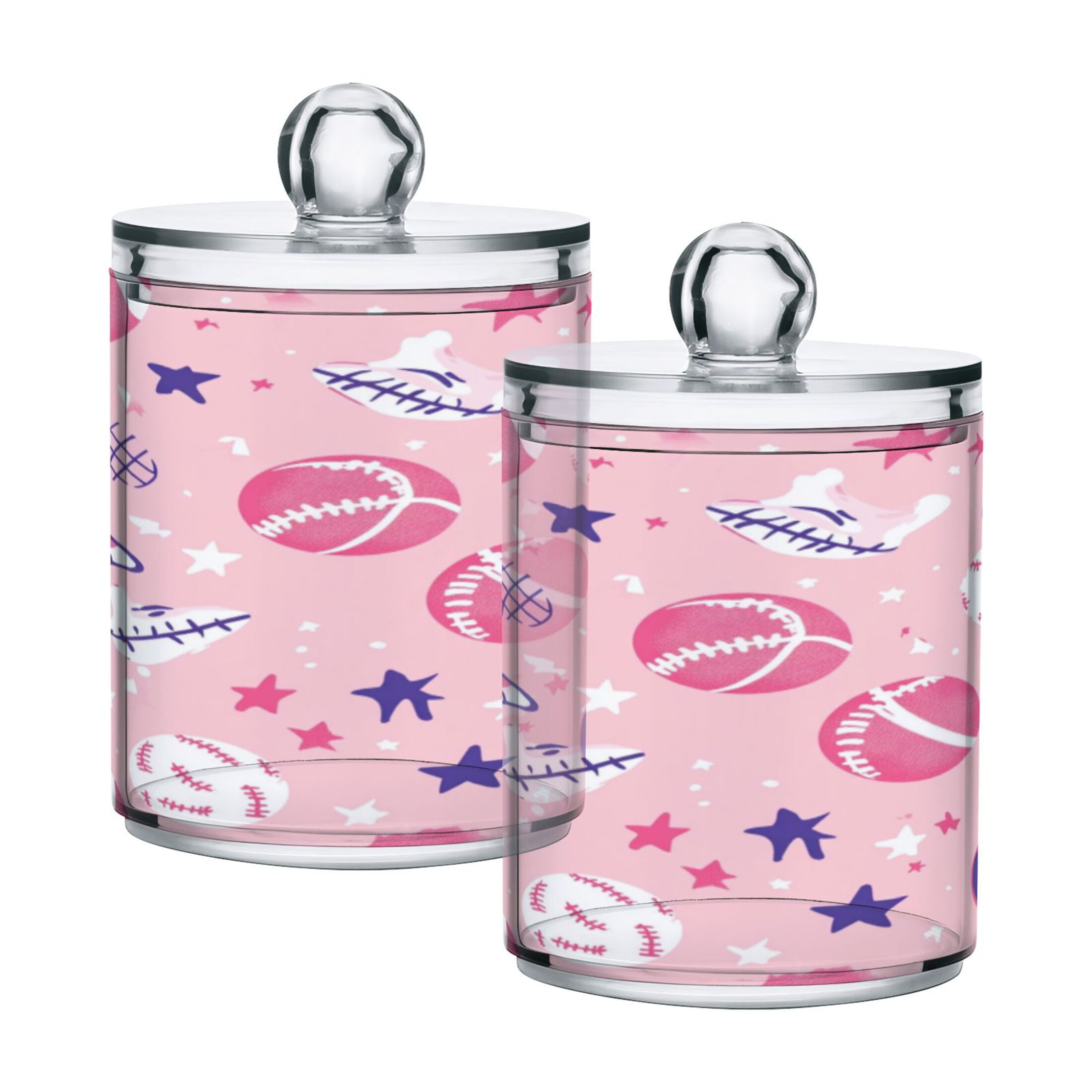 2 Pack Bathroom Canisters Transparent Storage Jar for Cotton Ball, Swab ...
