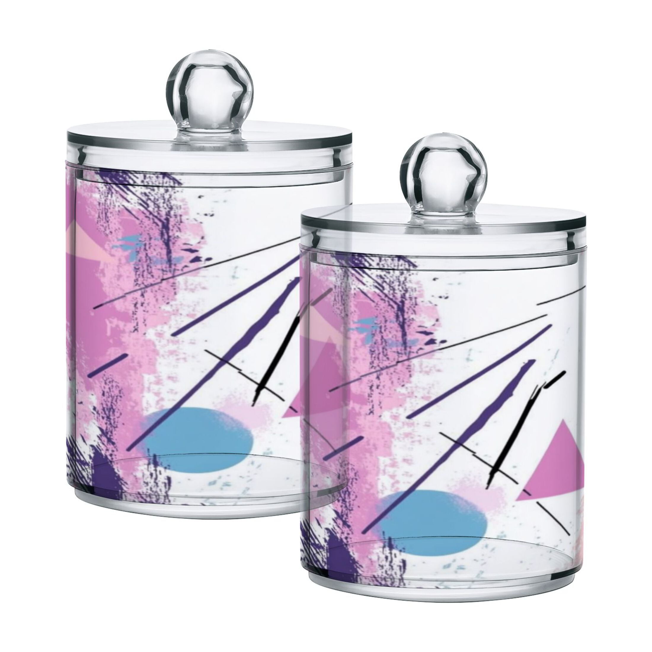 2 Pack Bathroom Canisters Transparent Storage Jar for Cotton Ball, Swab ...