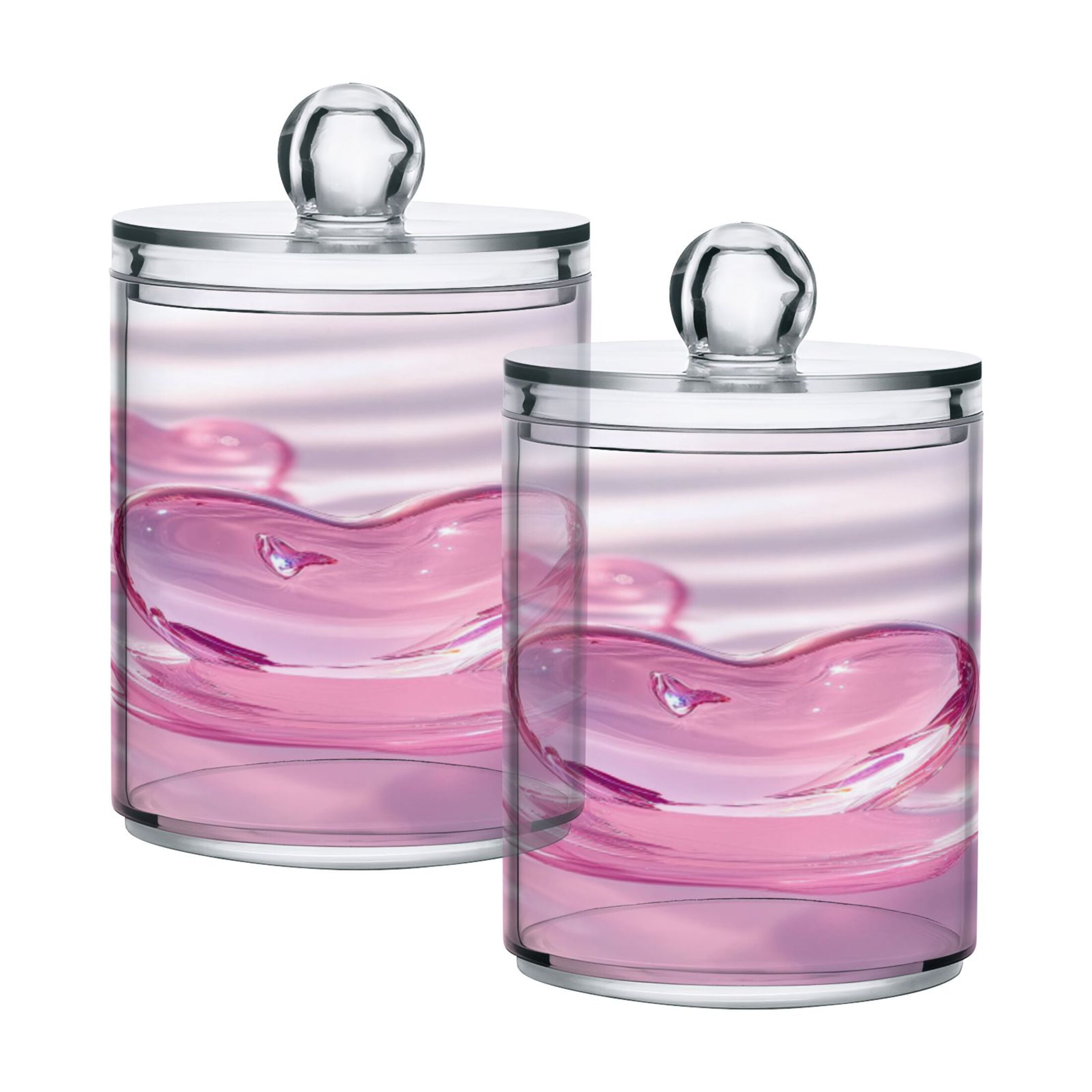 2 Pack Bathroom Canisters Transparent Storage Jar for Cotton Ball, Swab ...