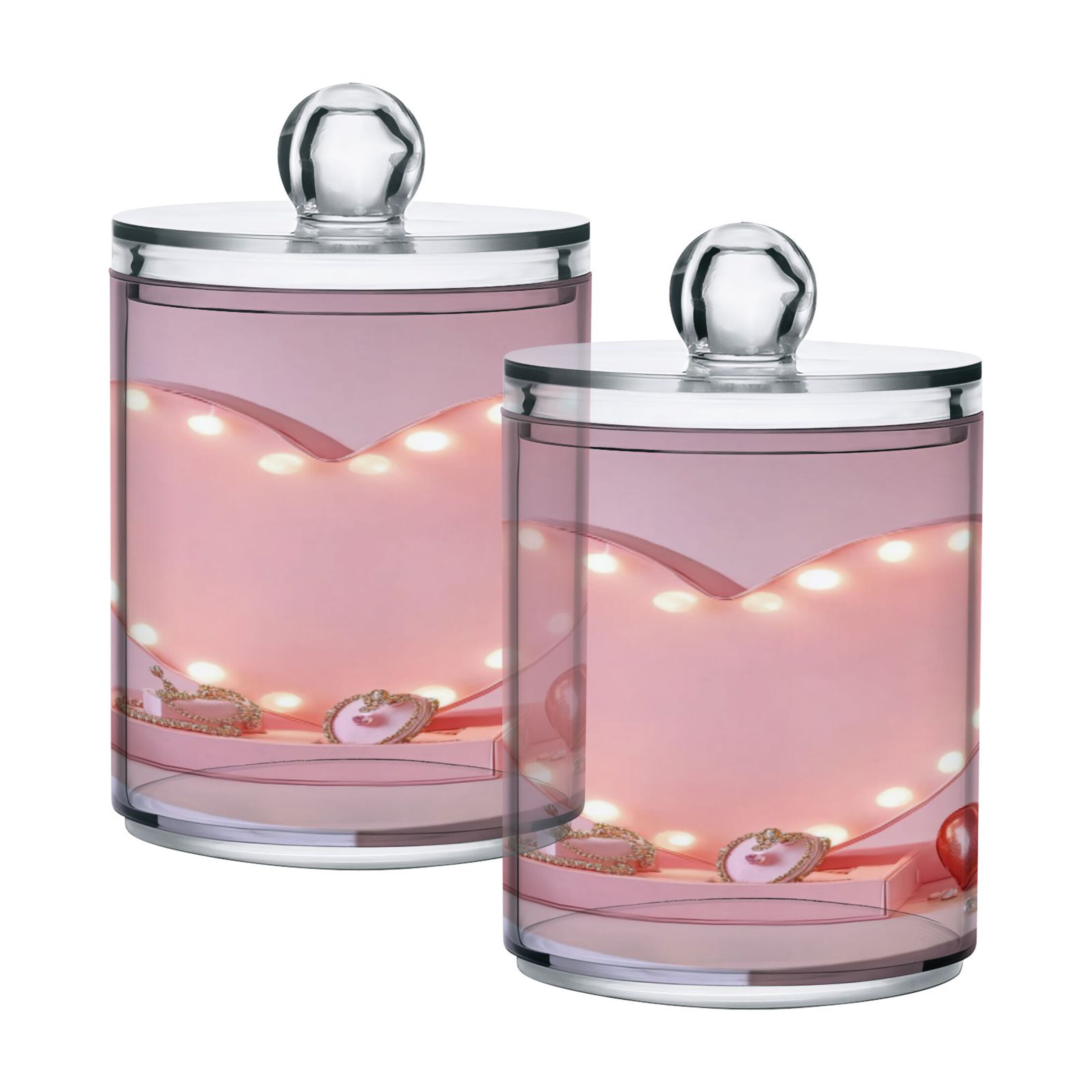 2 Pack Bathroom Canisters Transparent Storage Jar for Cotton Ball, Swab ...