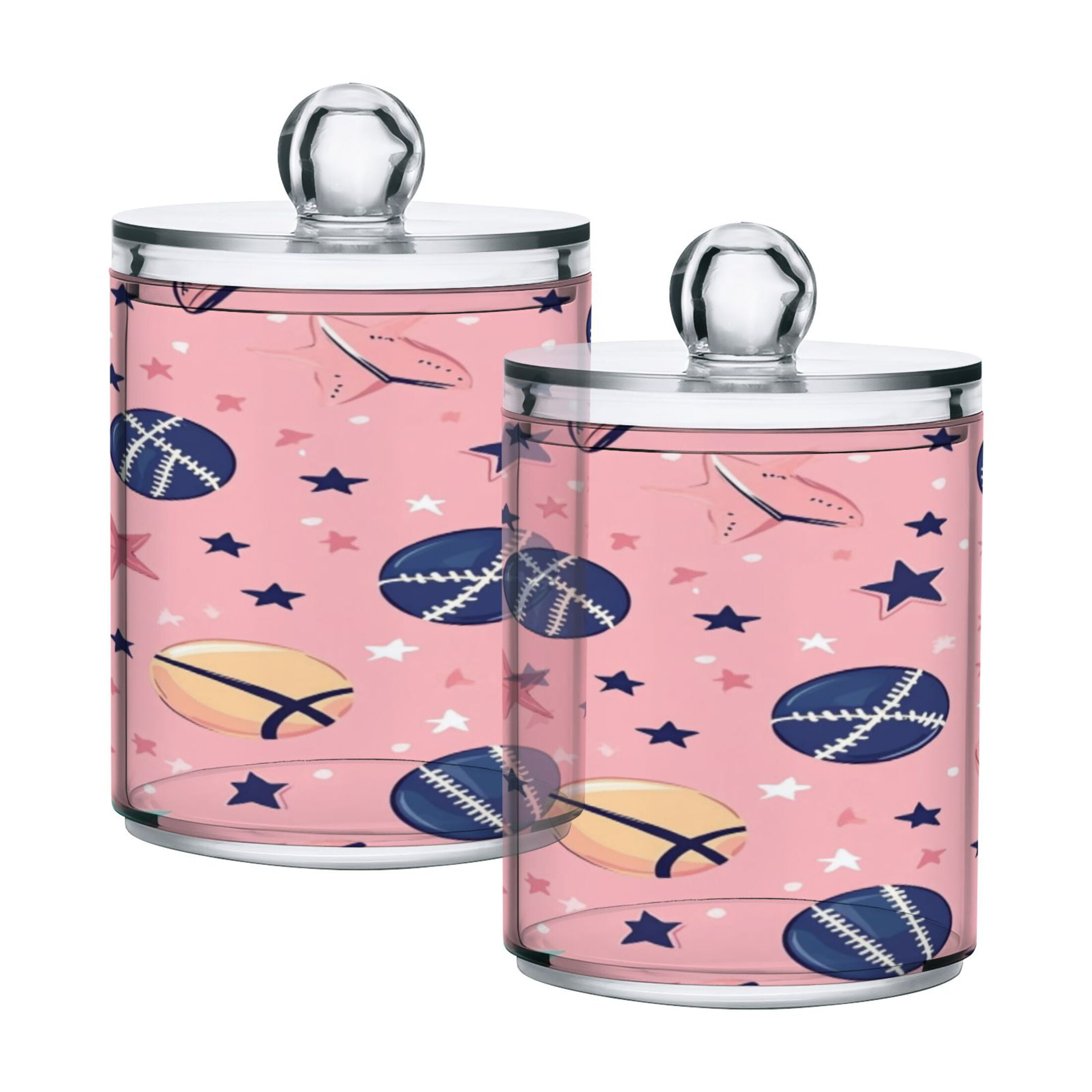 2 Pack Bathroom Canisters Transparent Storage Jar for Cotton Ball, Swab ...
