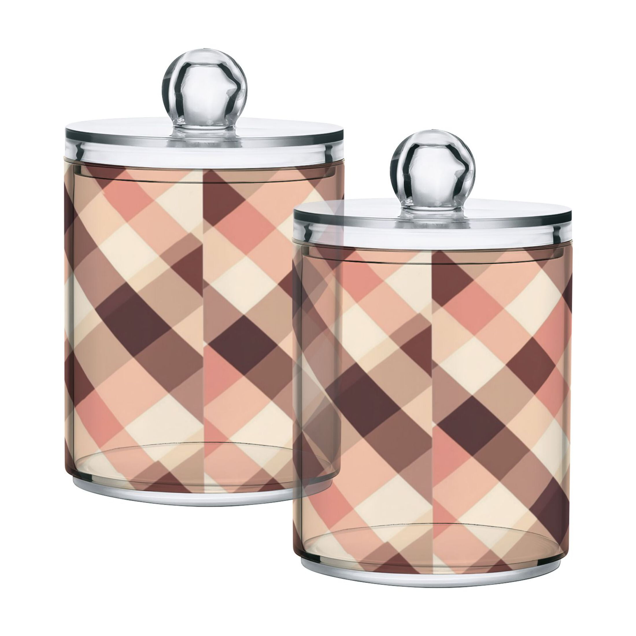 2 Pack Bathroom Canisters Transparent Storage Jar for Cotton Ball, Swab ...
