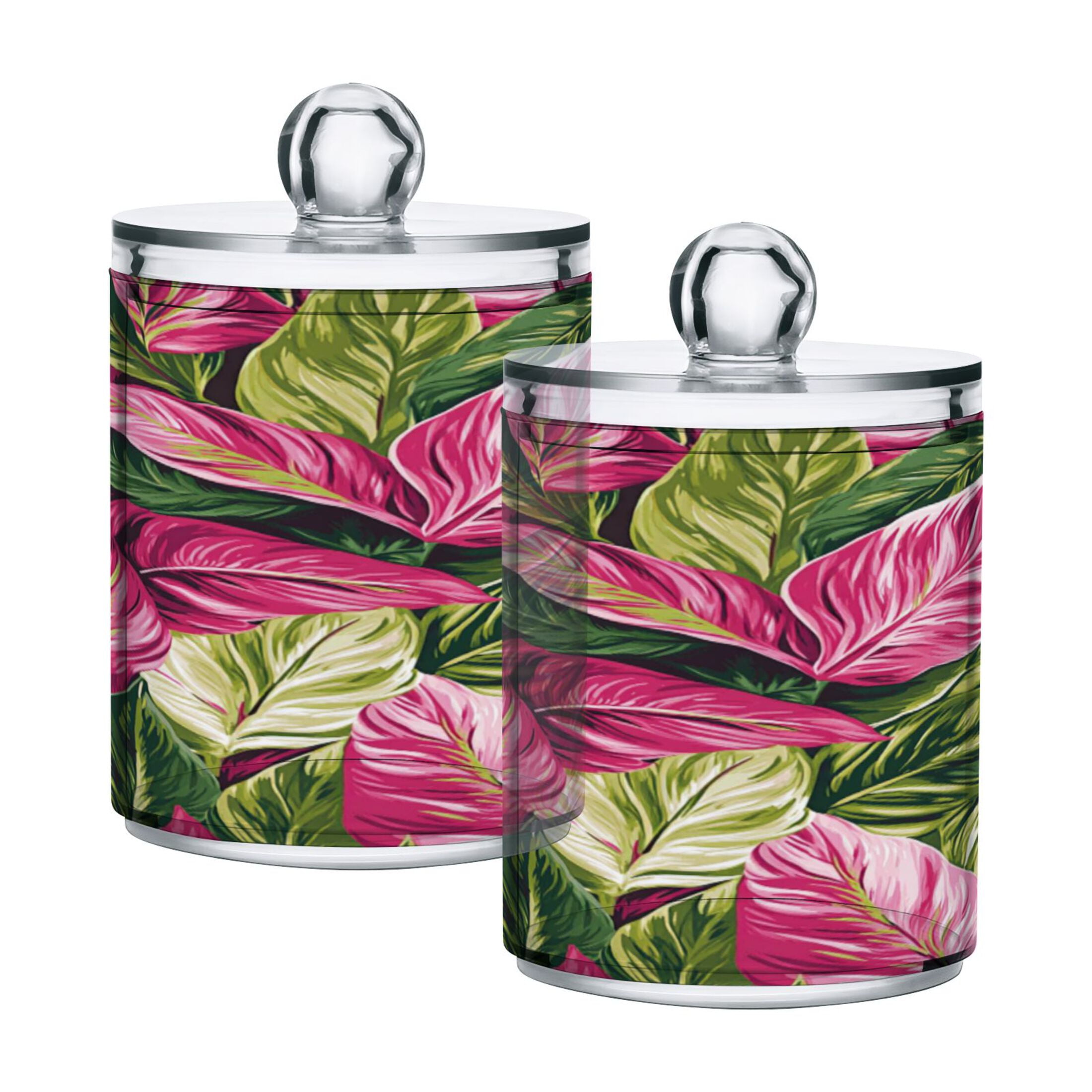 2 Pack Bathroom Canisters Transparent Storage Jar for Cotton Ball, Swab ...