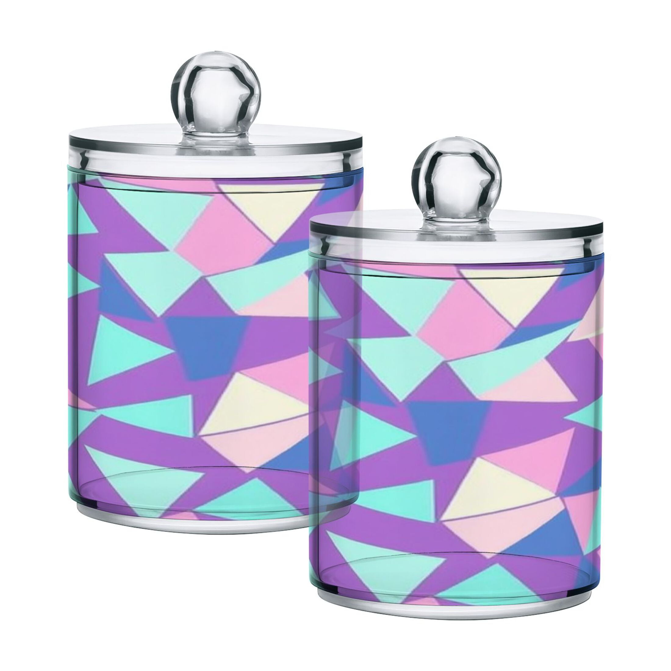 2 Pack Bathroom Canisters Transparent Storage Jar for Cotton Ball, Swab ...