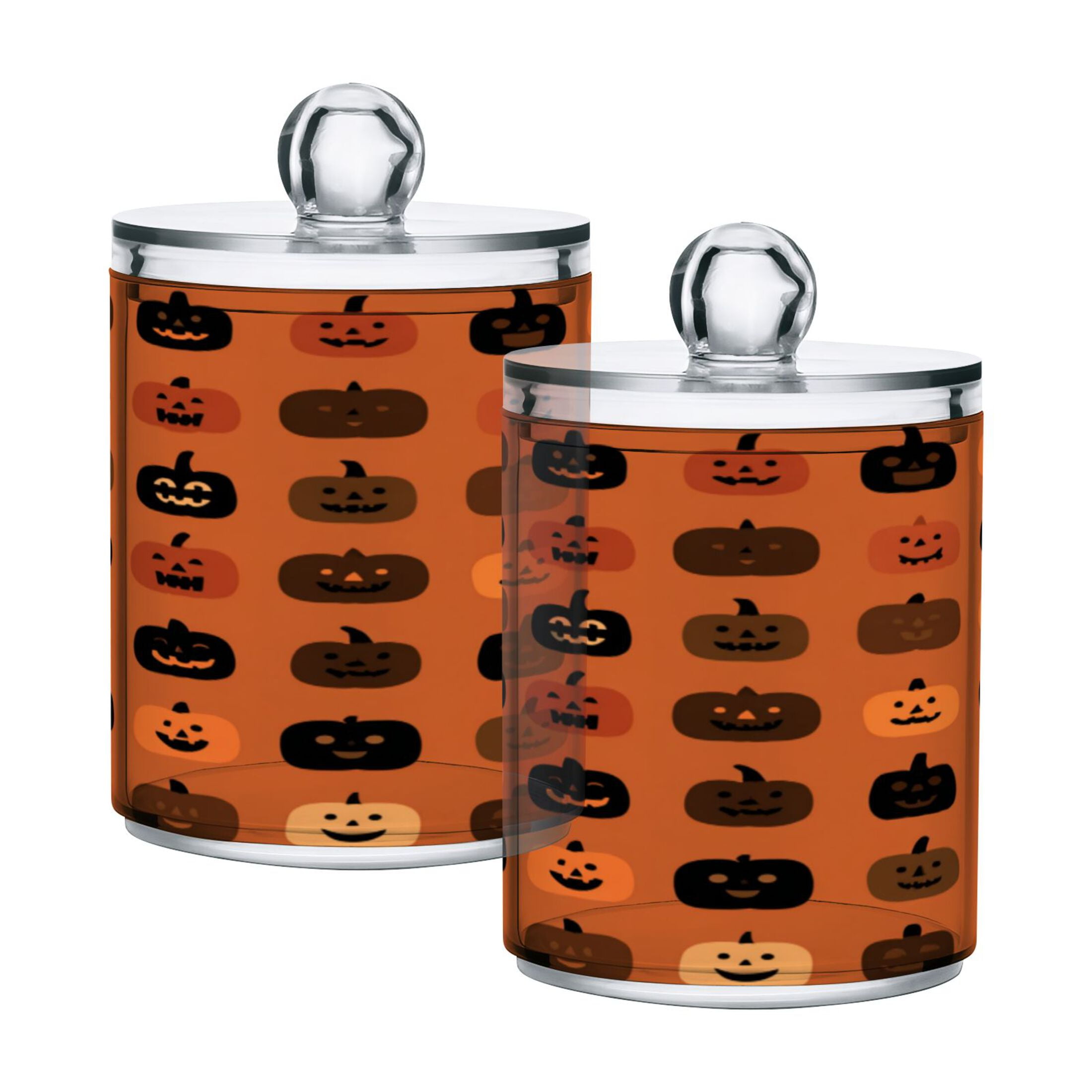 2 Pack Bathroom Canisters Transparent Storage Jar for Cotton Ball, Swab ...