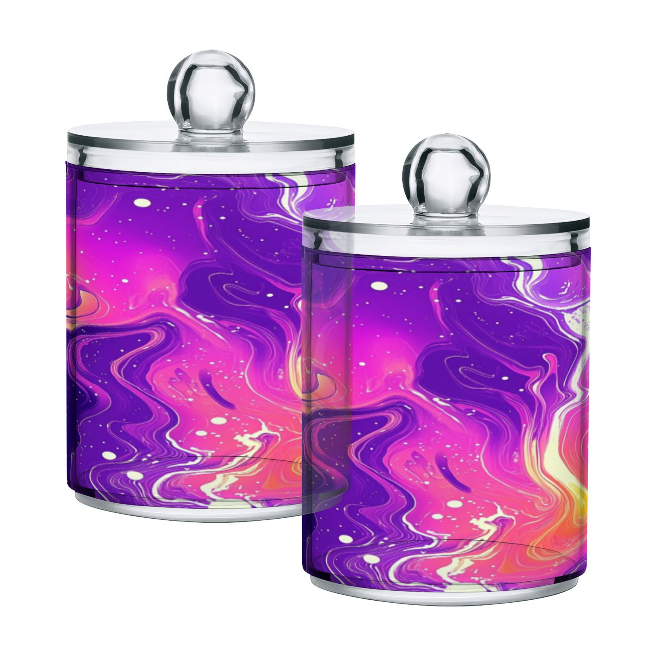 2 Pack Bathroom Canisters Transparent Storage Jar for Cotton Ball, Swab ...