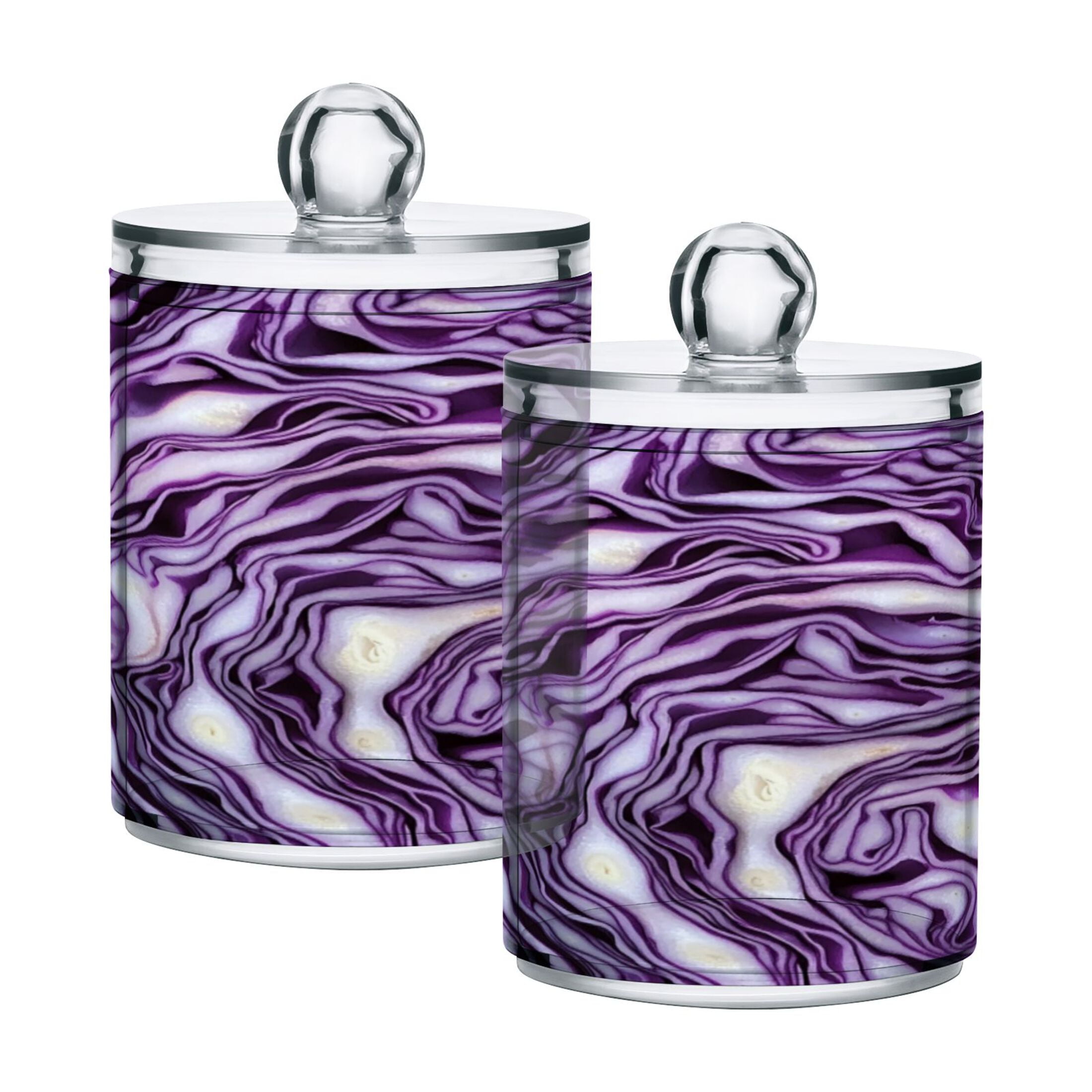 2 Pack Bathroom Canisters Transparent Storage Jar for Cotton Ball, Swab ...