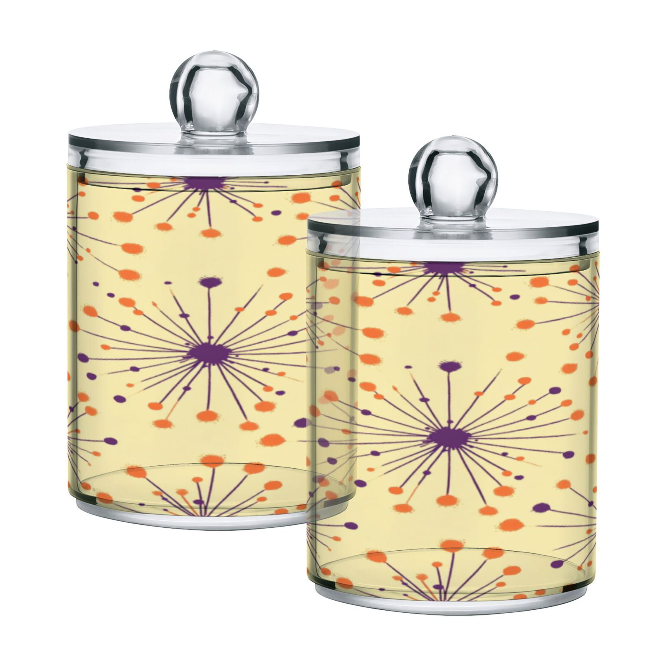2 Pack Bathroom Canisters Transparent Storage Jar for Cotton Ball, Swab ...
