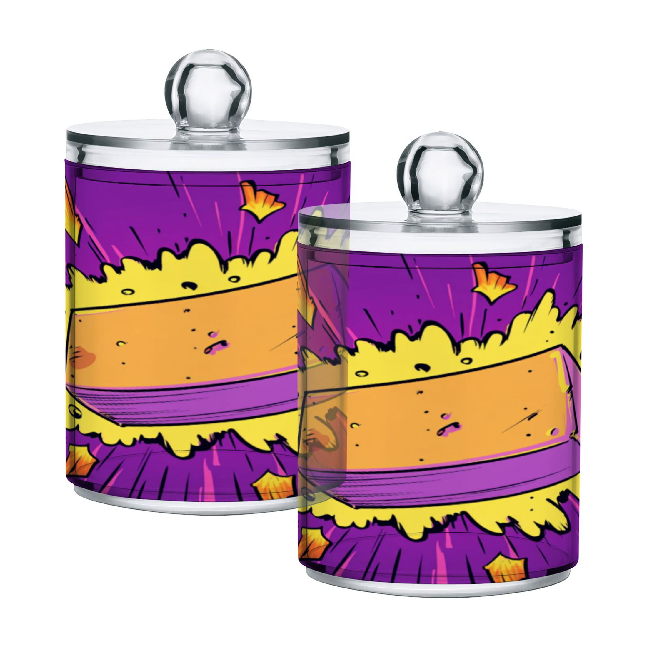 2 Pack Bathroom Canisters Transparent Storage Jar for Cotton Ball, Swab ...