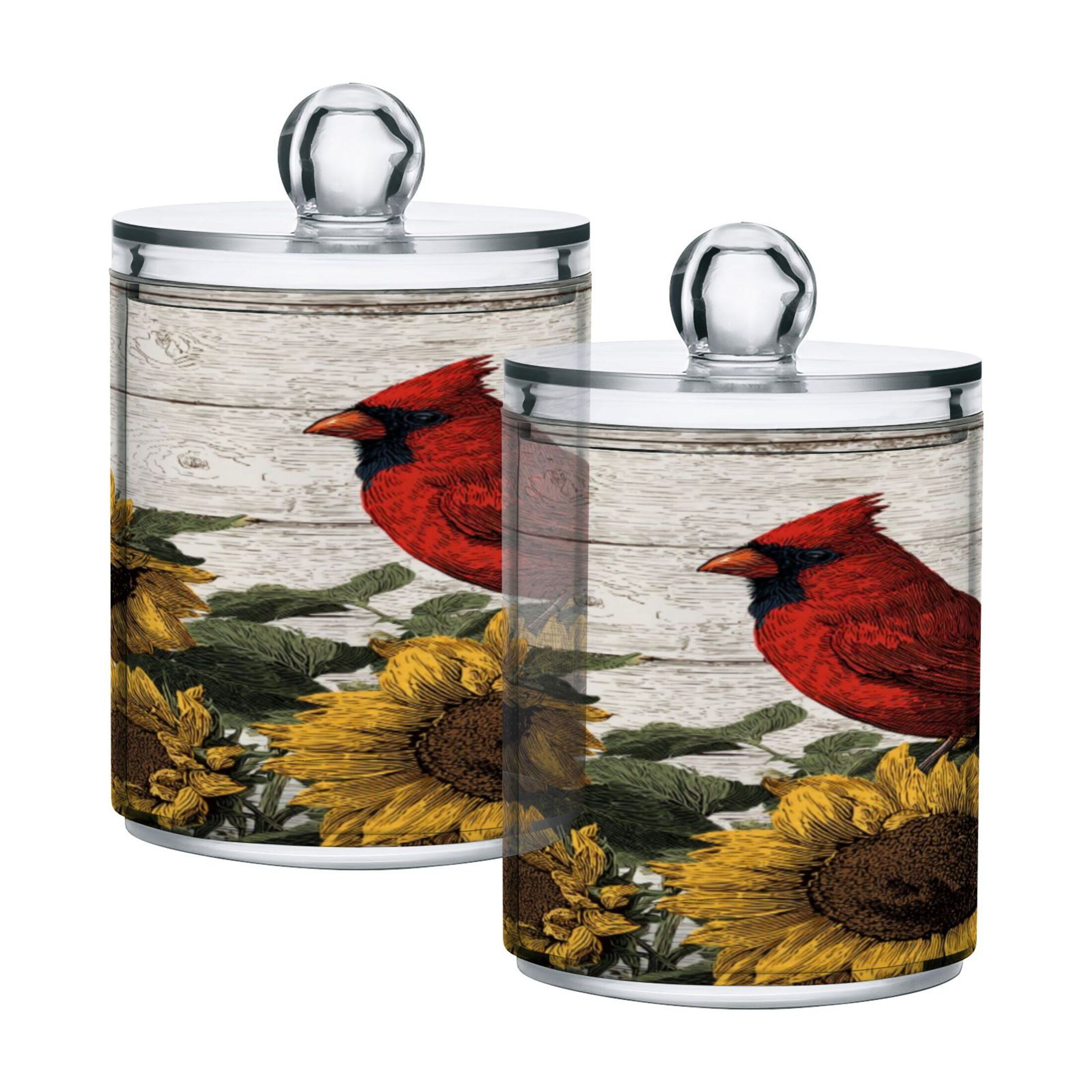 2 Pack Bathroom Canisters Transparent Storage Jar for Cotton Ball, Swab ...