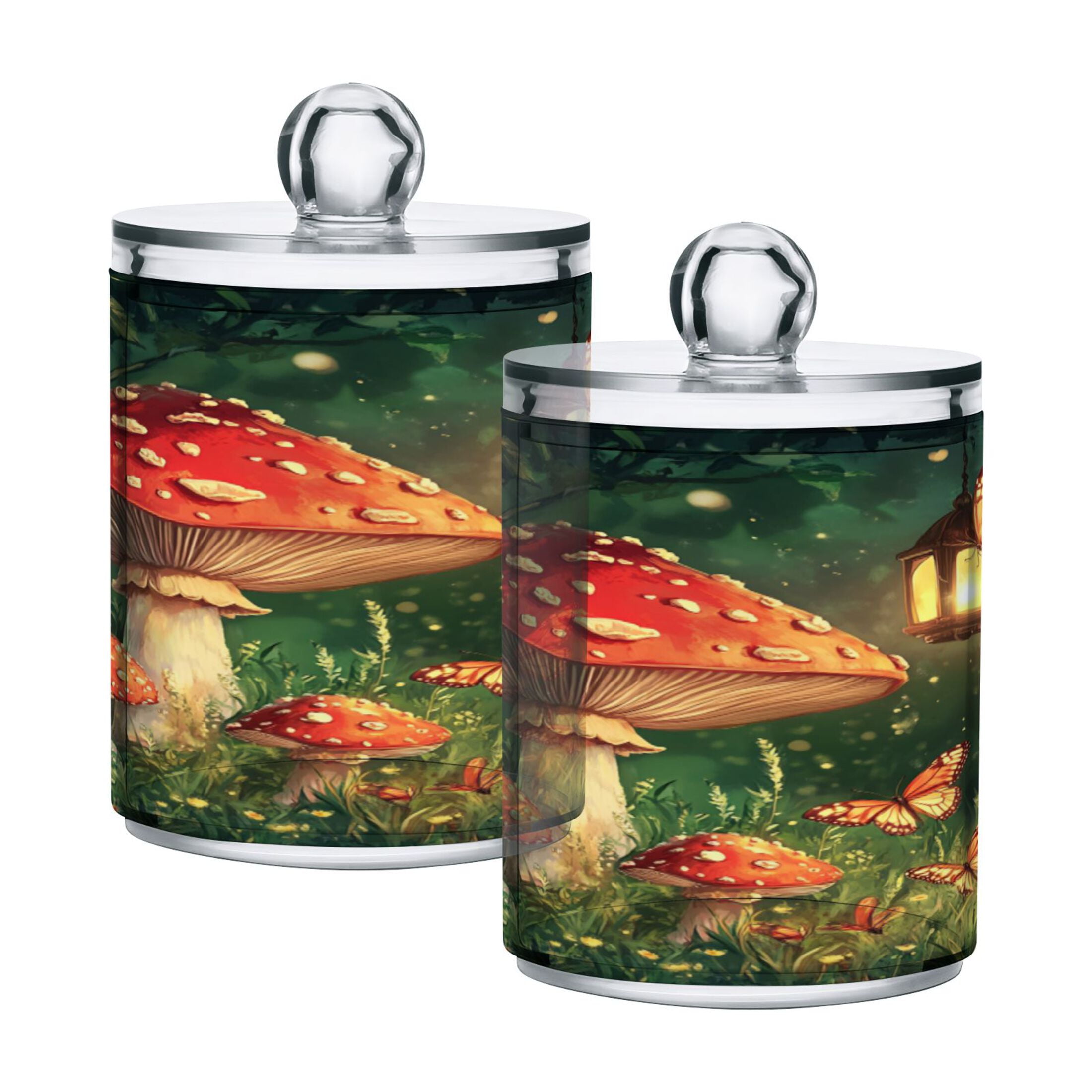 2 Pack Bathroom Canisters Transparent Storage Jar for Cotton Ball, Swab ...