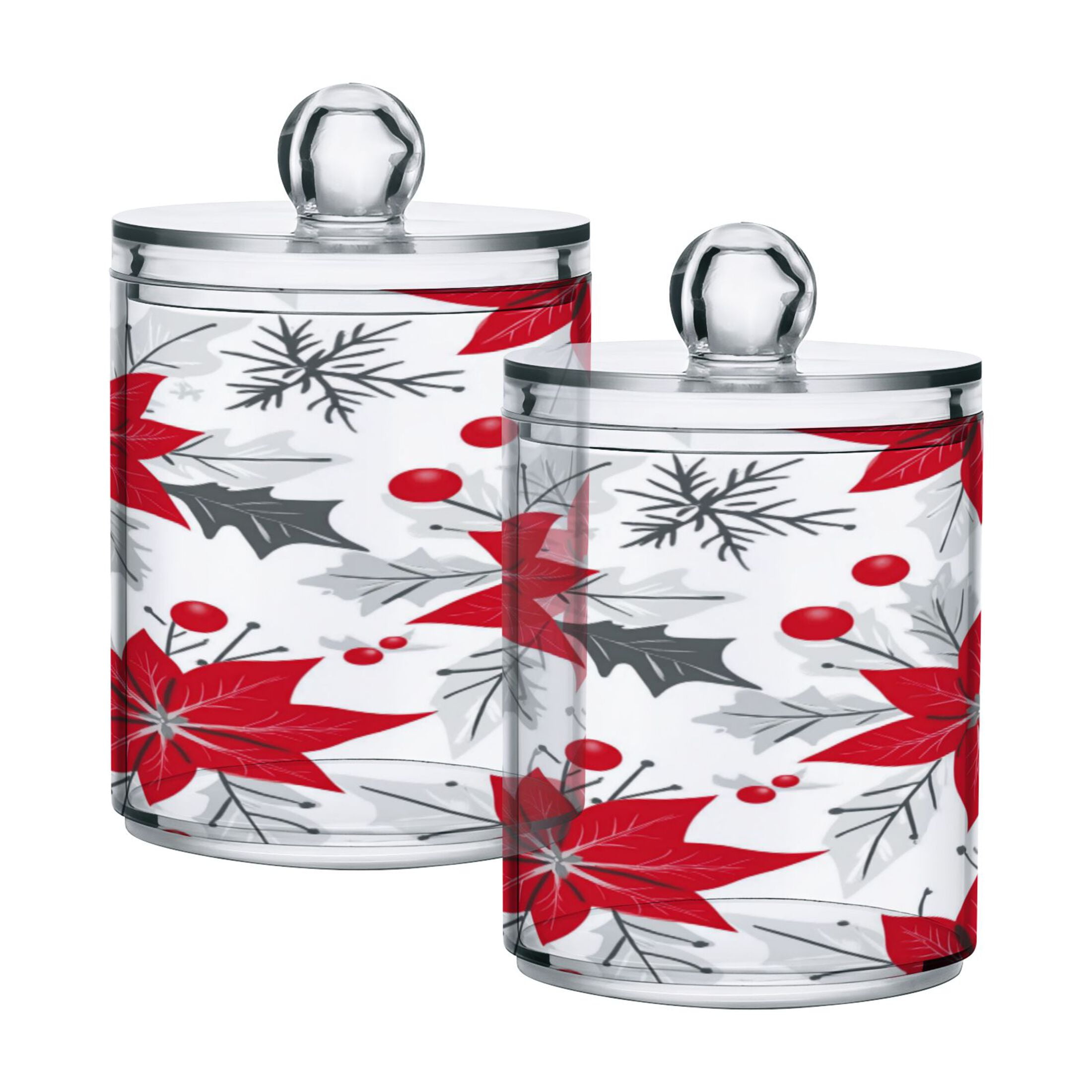 2 Pack Bathroom Canisters Transparent Storage Jar for Cotton Ball, Swab ...