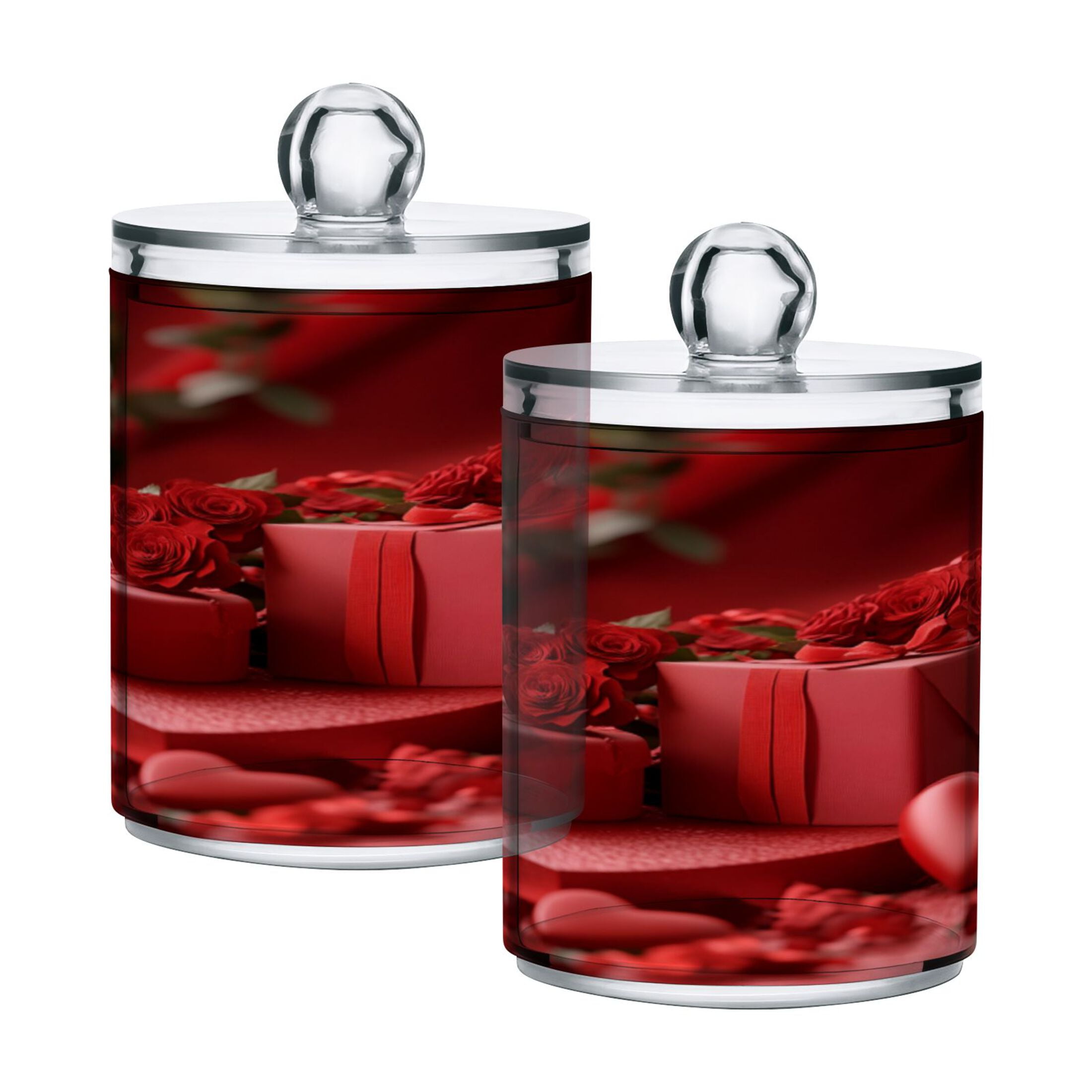2 Pack Bathroom Canisters Transparent Storage Jar for Cotton Ball, Swab ...