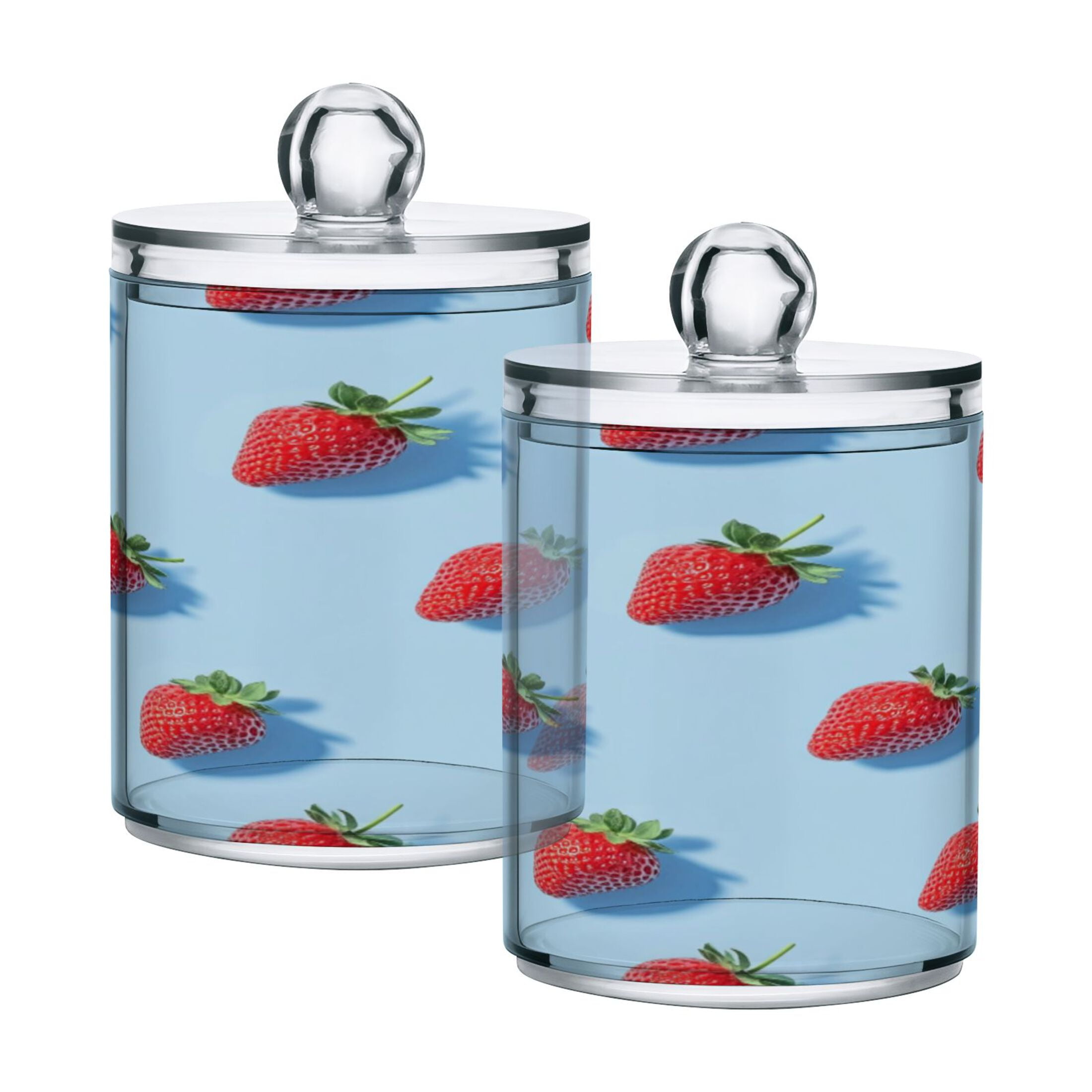 2 Pack Bathroom Canisters Transparent Storage Jar for Cotton Ball, Swab ...