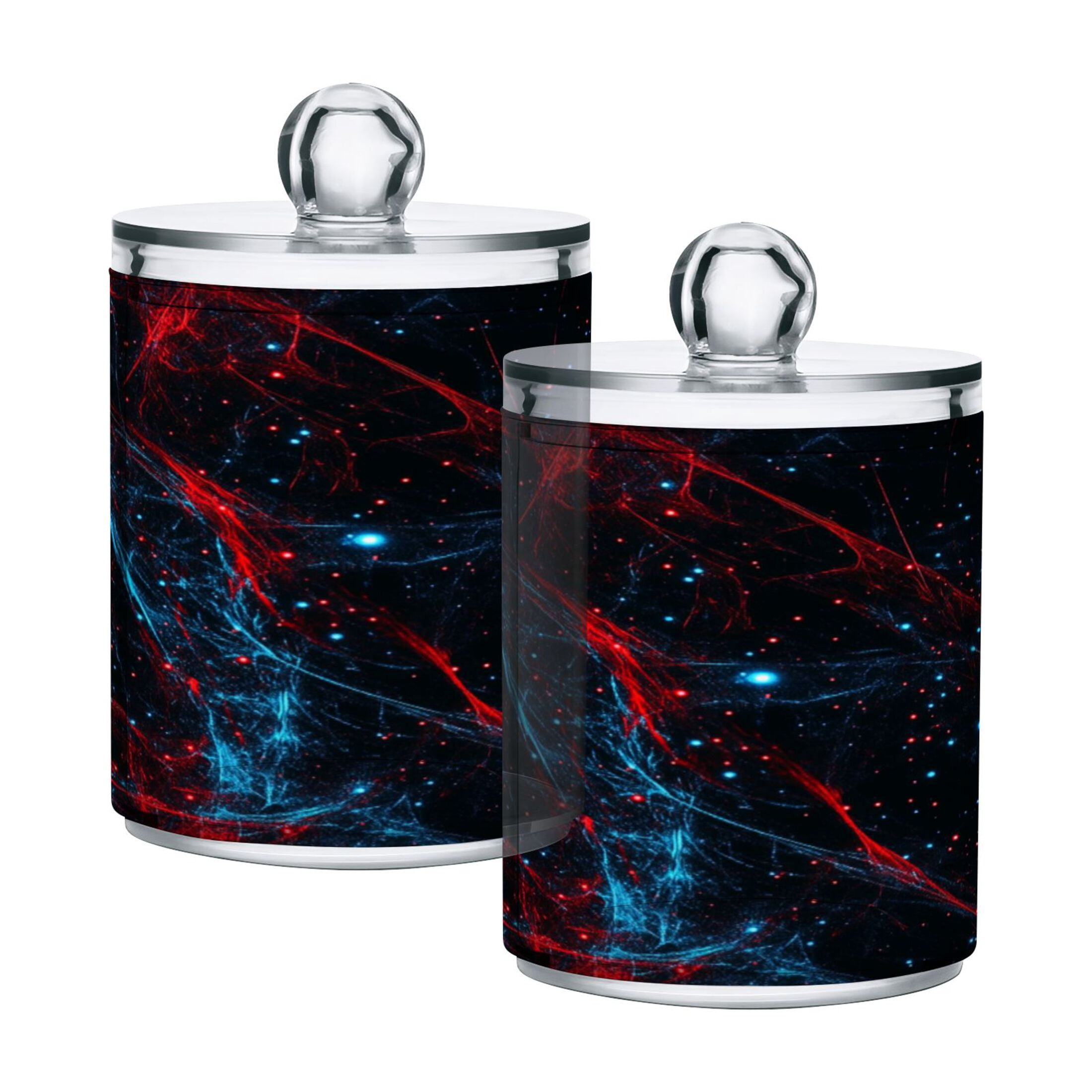 2 Pack Bathroom Canisters Transparent Storage Jar for Cotton Ball, Swab ...