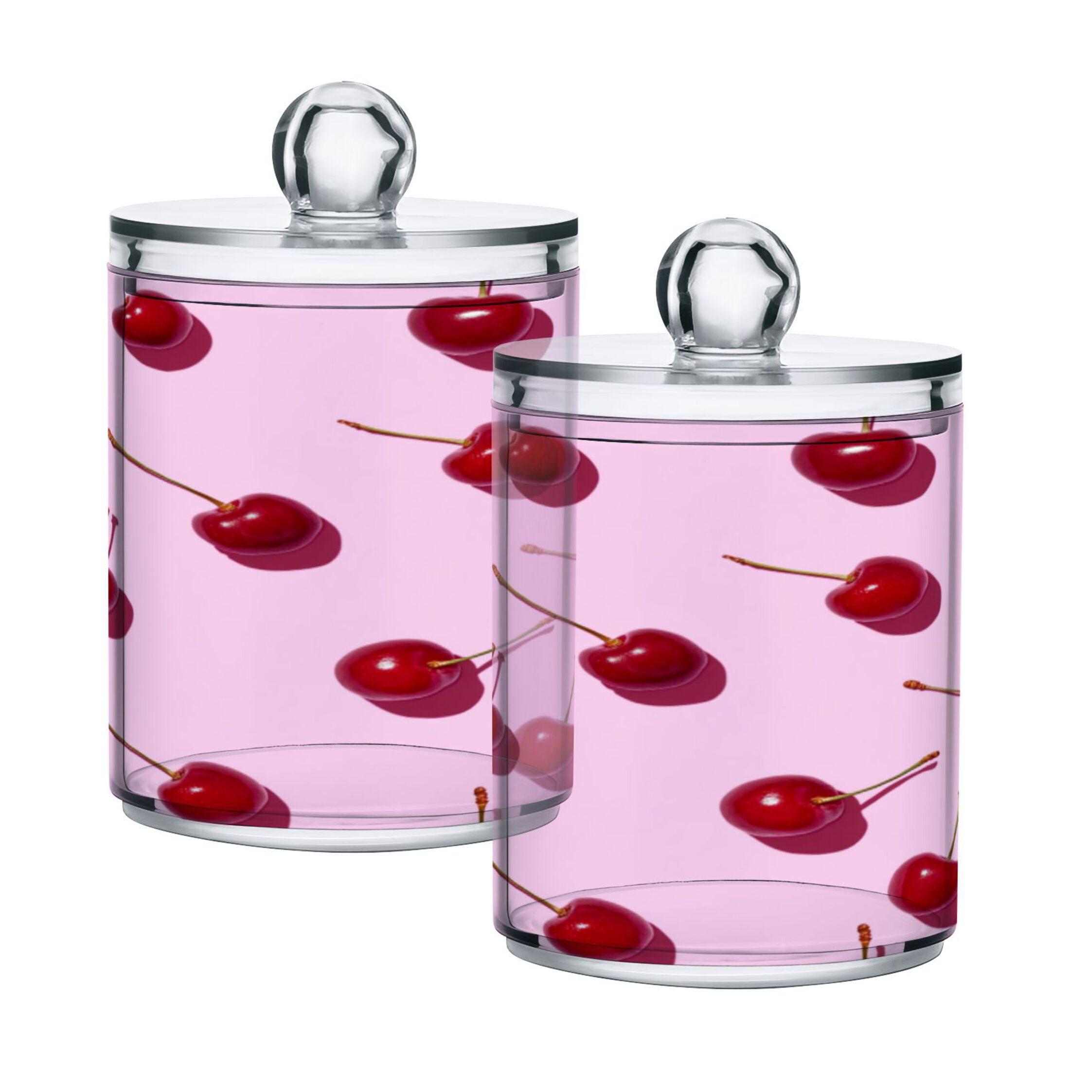 2 Pack Bathroom Canisters Transparent Storage Jar for Cotton Ball, Swab ...