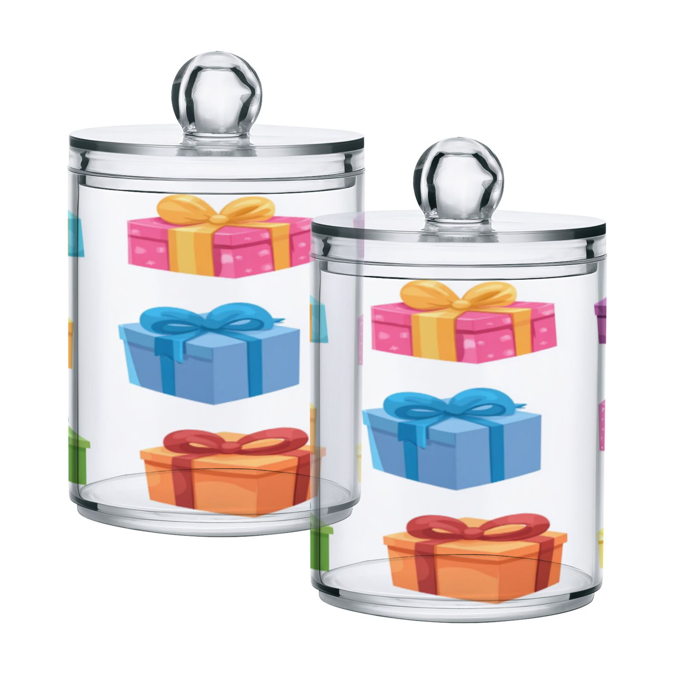 2 Pack Bathroom Canisters Transparent Storage Jar for Cotton Ball, Swab ...