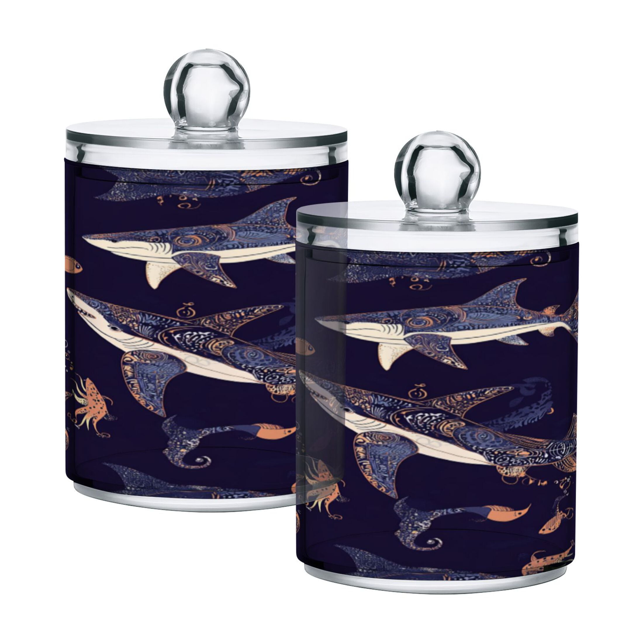 2 Pack Bathroom Canisters Transparent Storage Jar for Cotton Ball, Swab ...