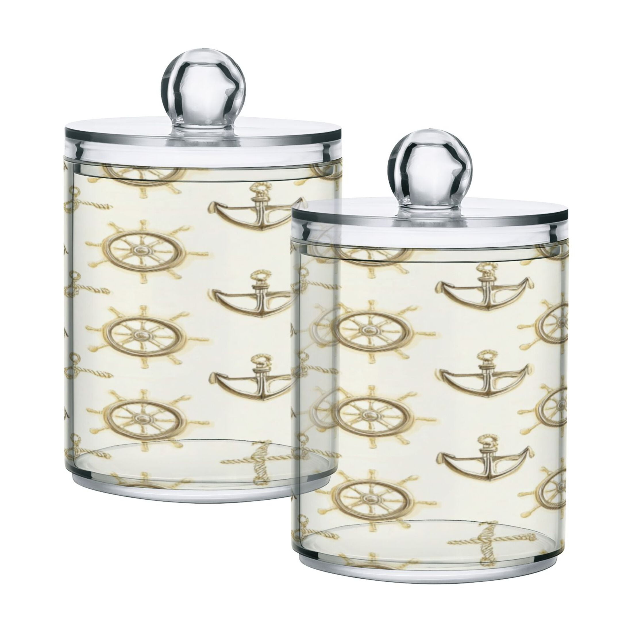 2 Pack Bathroom Canisters Transparent Storage Jar for Cotton Ball, Swab ...