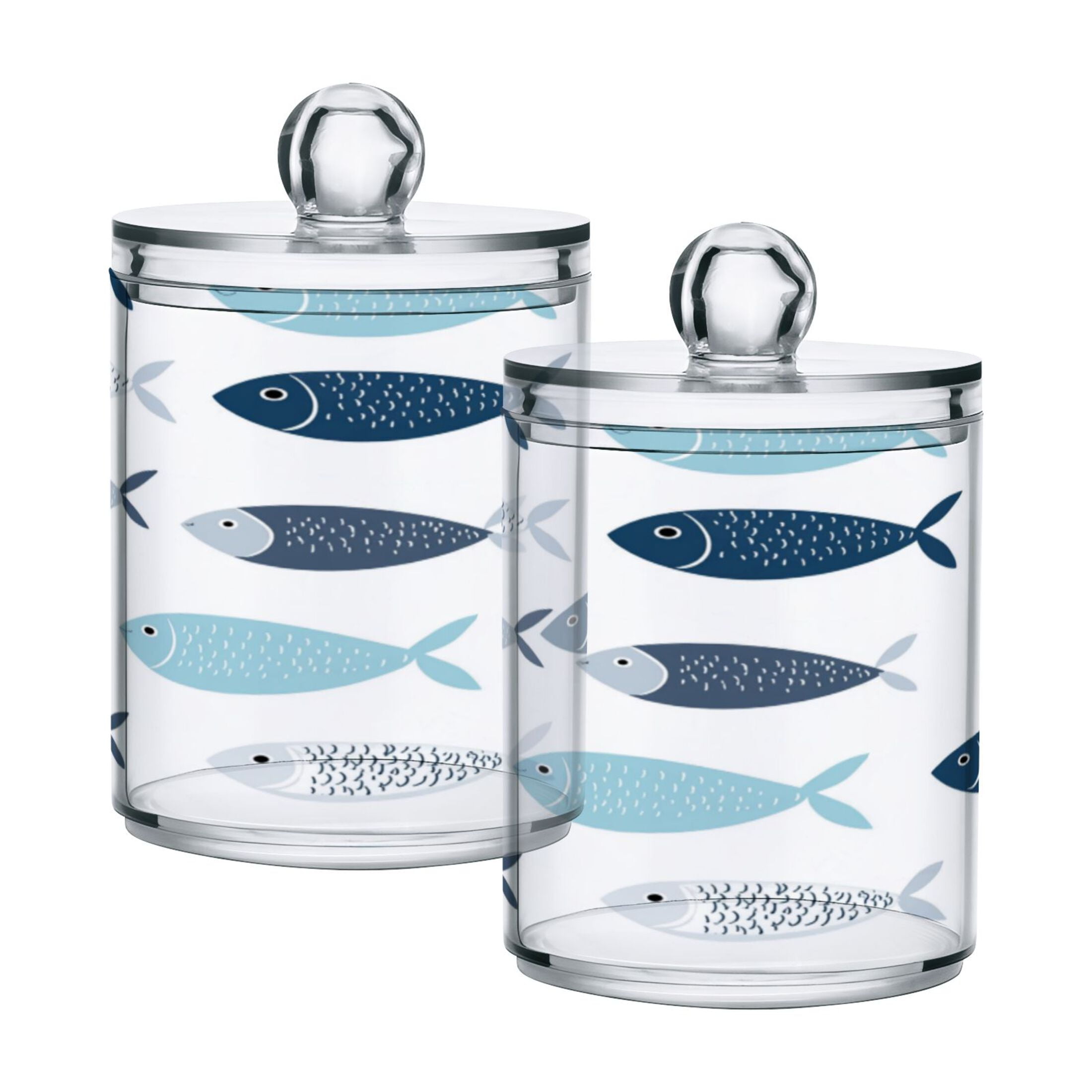 2 Pack Bathroom Canisters Transparent Storage Jar for Cotton Ball, Swab ...