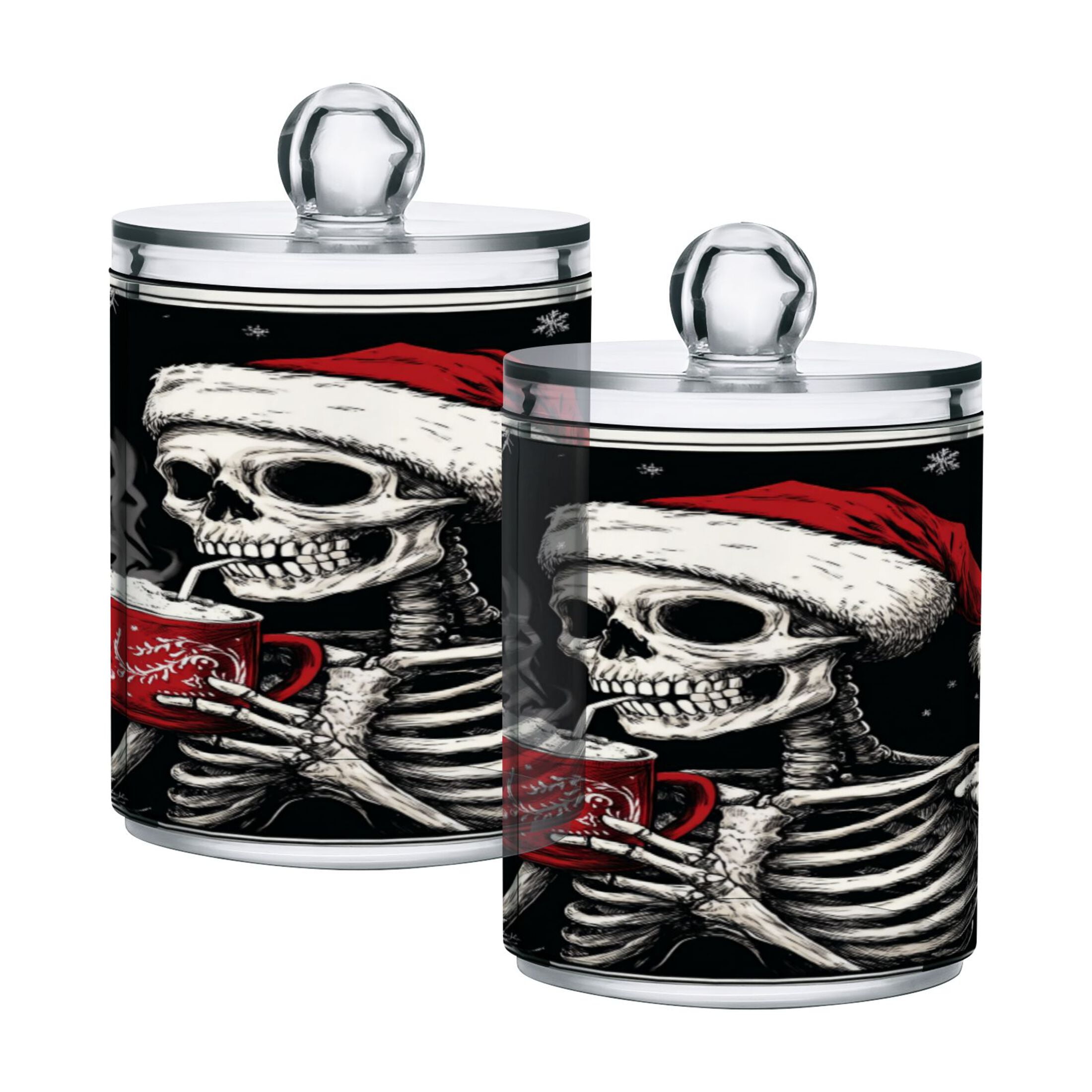 2 Pack Bathroom Canisters Transparent Storage Jar for Cotton Ball, Swab ...