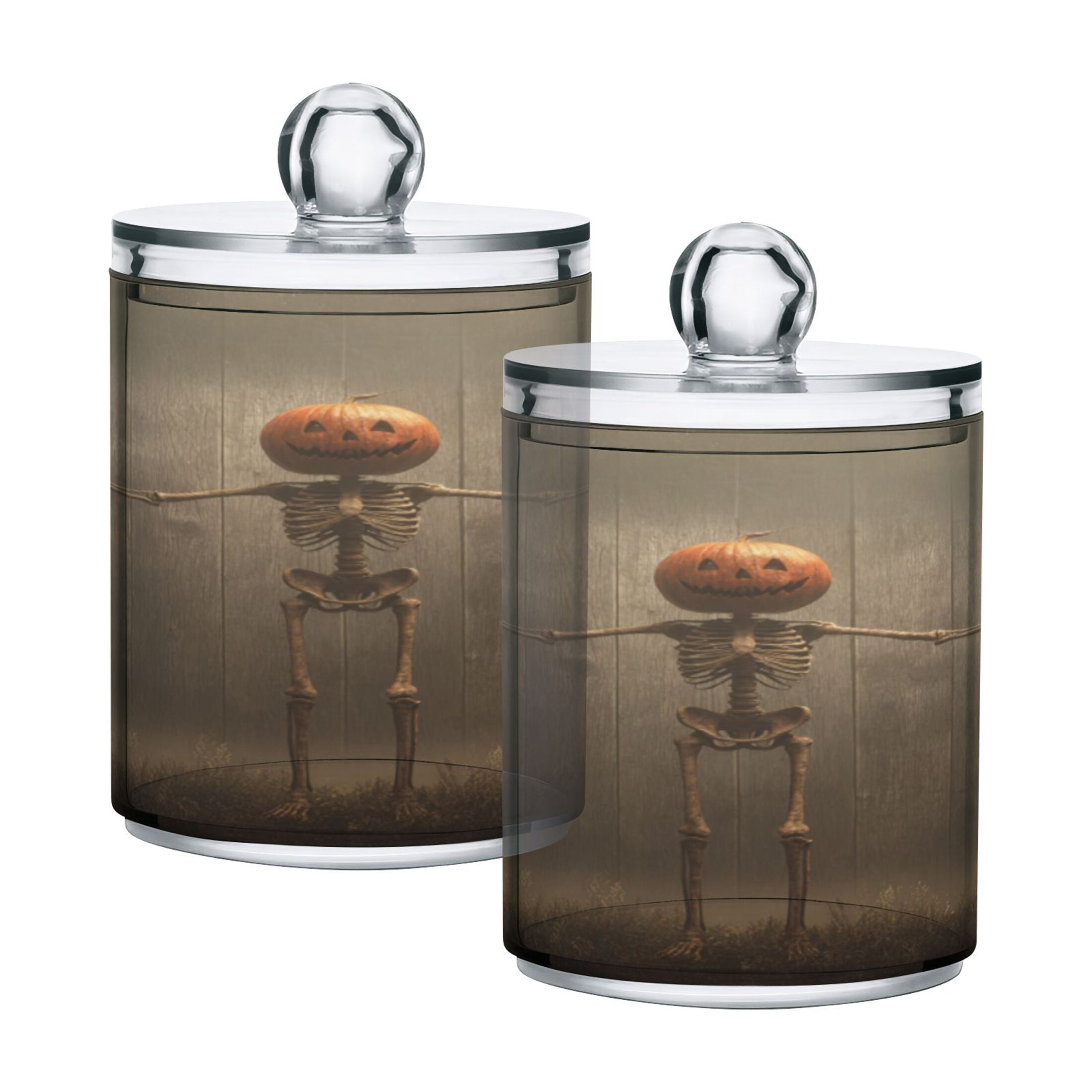 2 Pack Bathroom Canisters Transparent Storage Jar for Cotton Ball, Swab ...