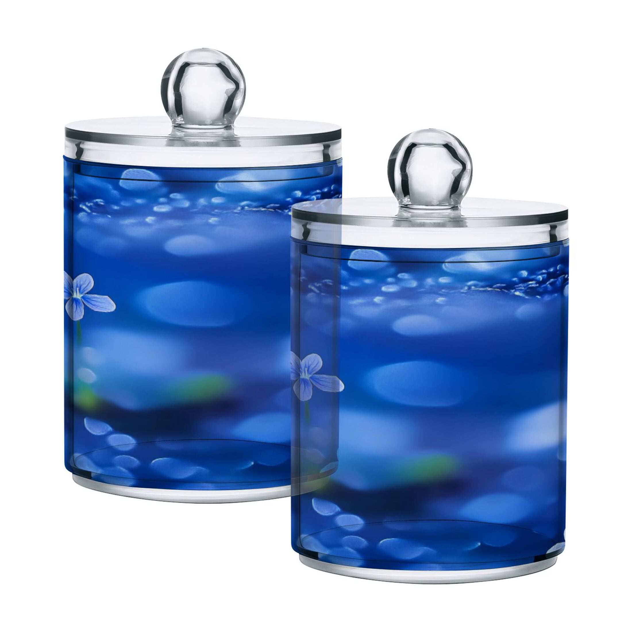 2 Pack Bathroom Canisters Transparent Storage Jar for Cotton Ball, Swab ...