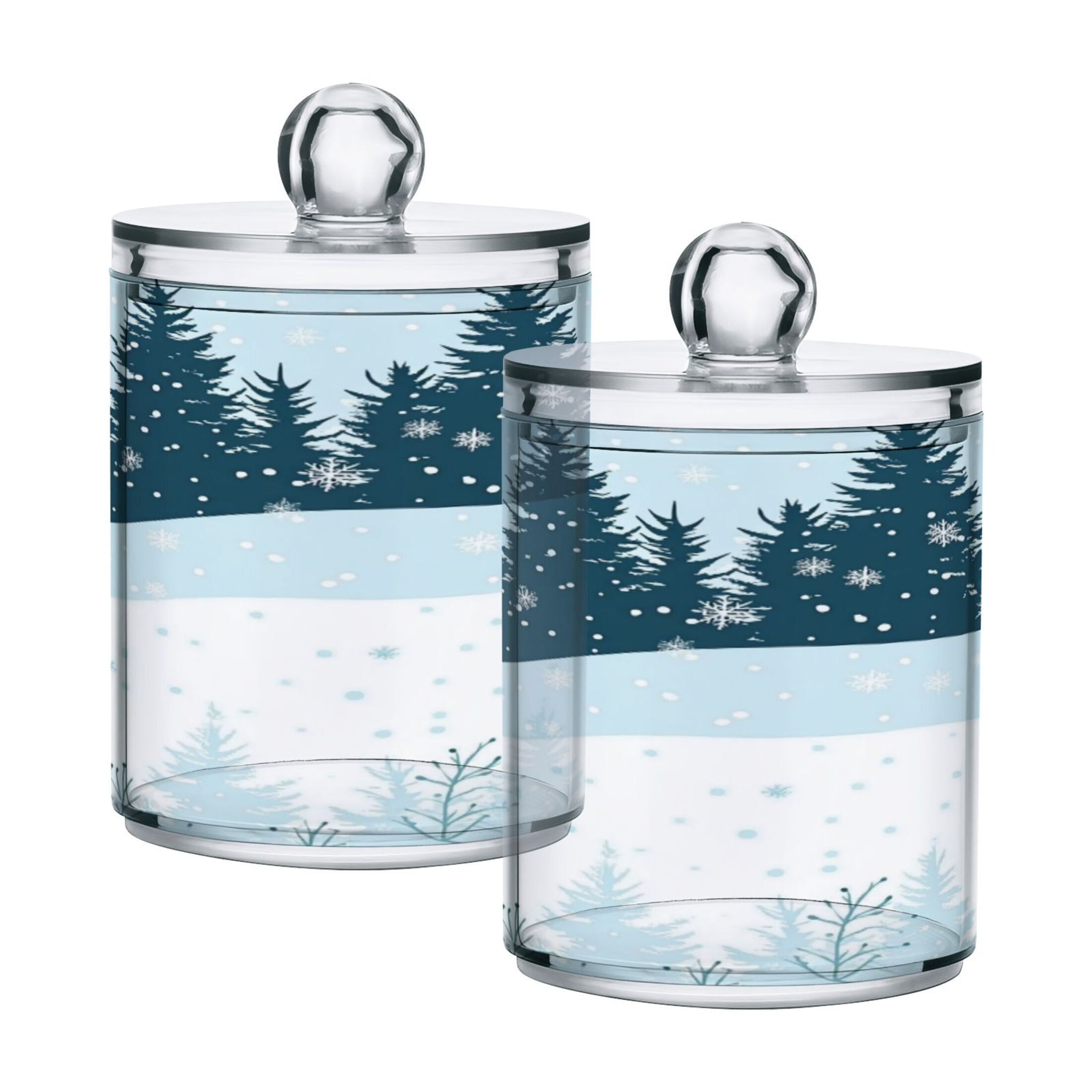 2 Pack Bathroom Canisters Transparent Storage Jar for Cotton Ball, Swab ...