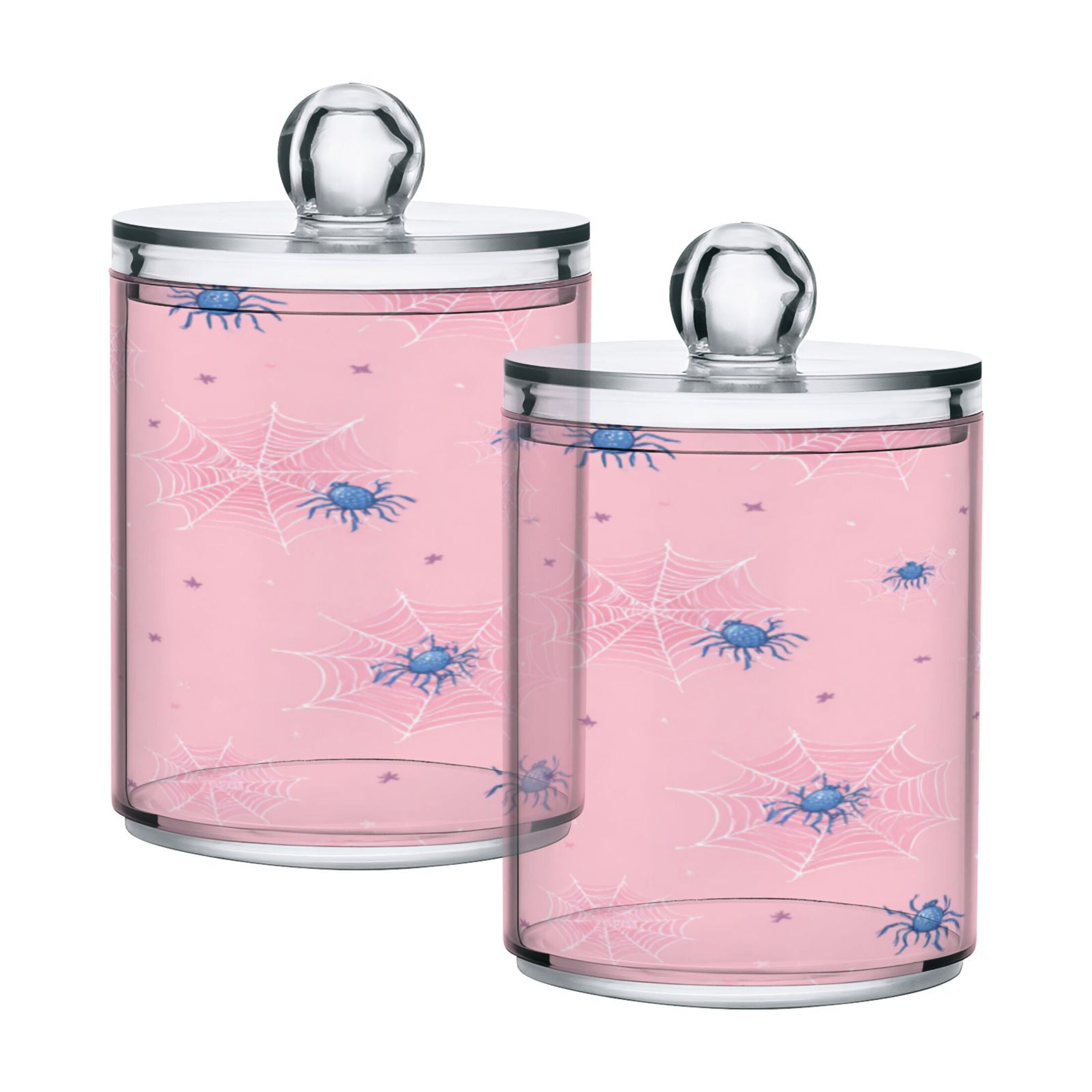 2 Pack Bathroom Canisters Transparent Storage Jar for Cotton Ball, Swab ...