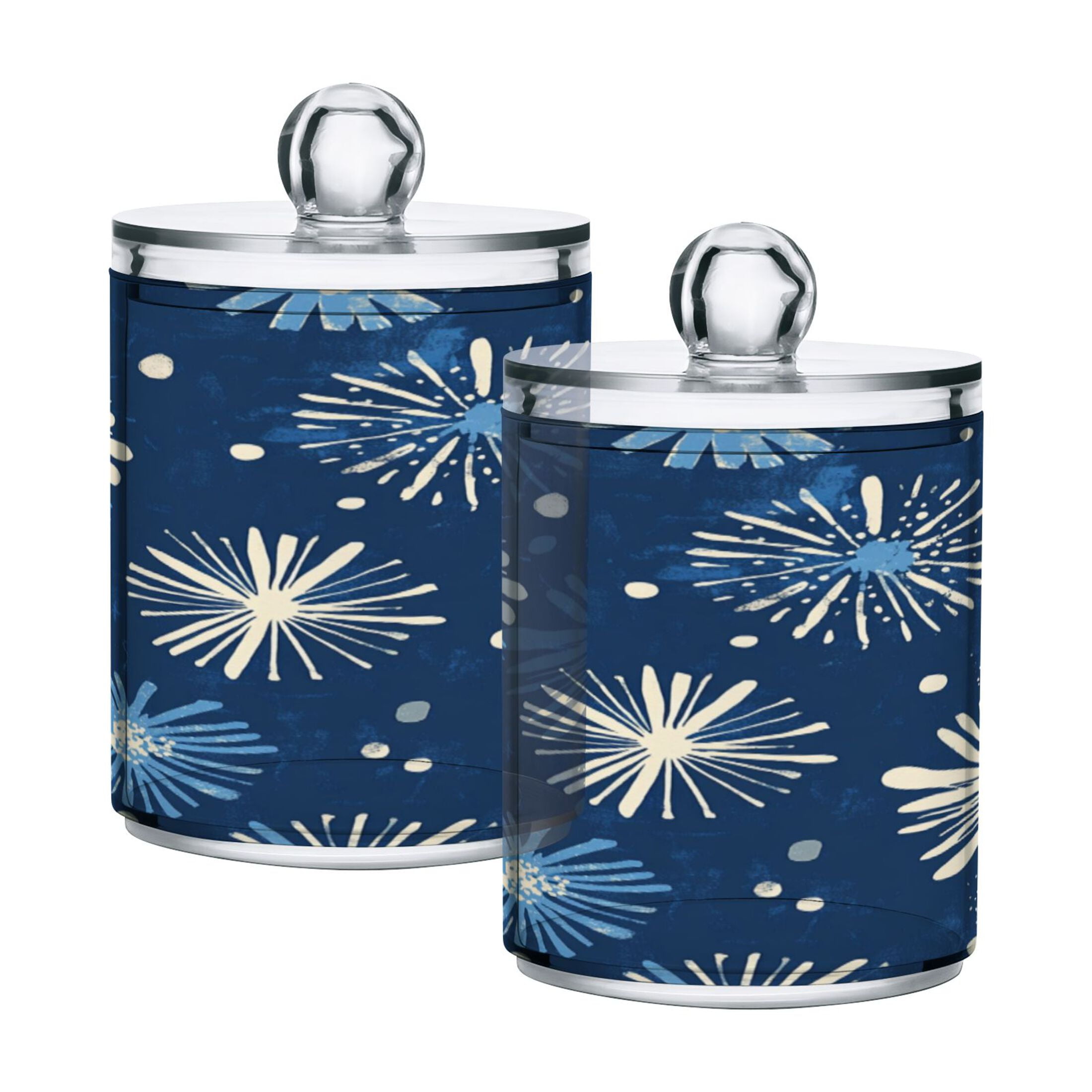 2 Pack Bathroom Canisters Transparent Storage Jar for Cotton Ball, Swab ...