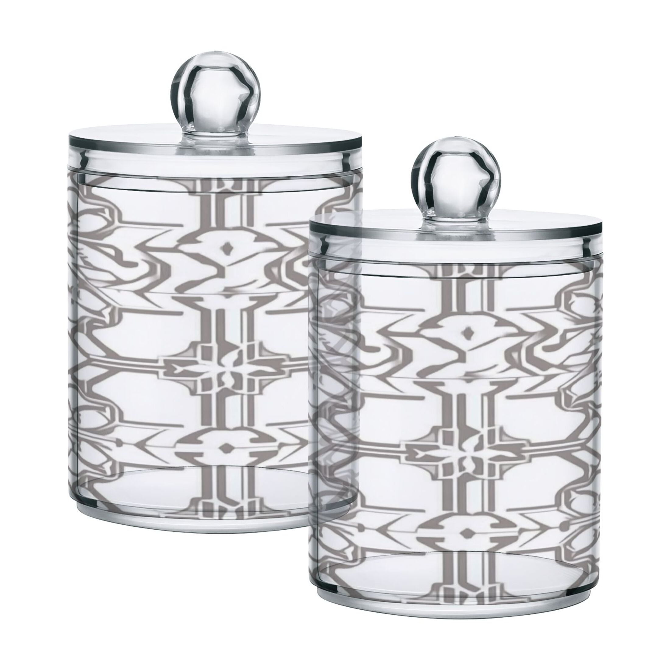 2 Pack Bathroom Canisters Transparent Storage Jar for Cotton Ball, Swab ...