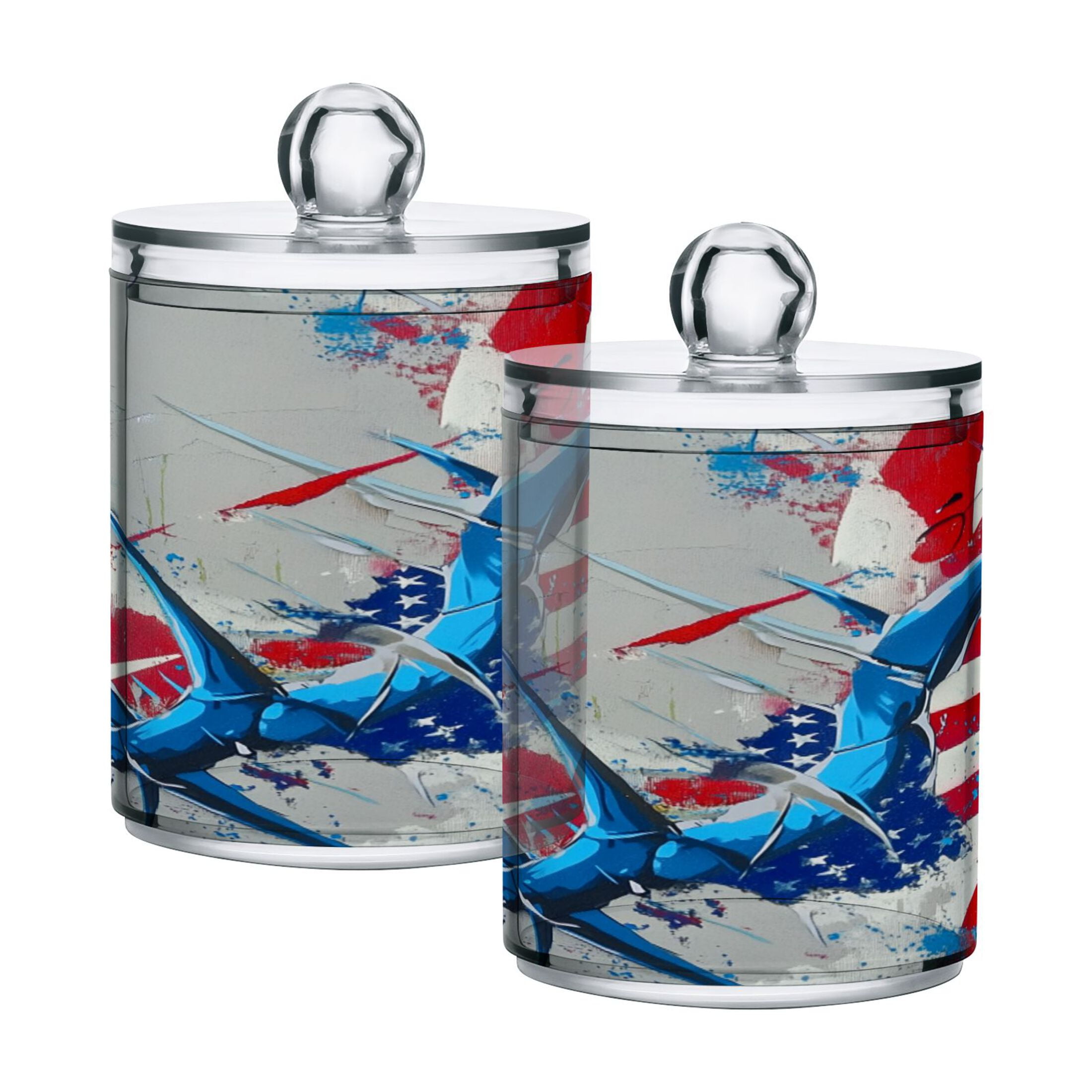 2 Pack Bathroom Canisters Transparent Storage Jar for Cotton Ball, Swab ...