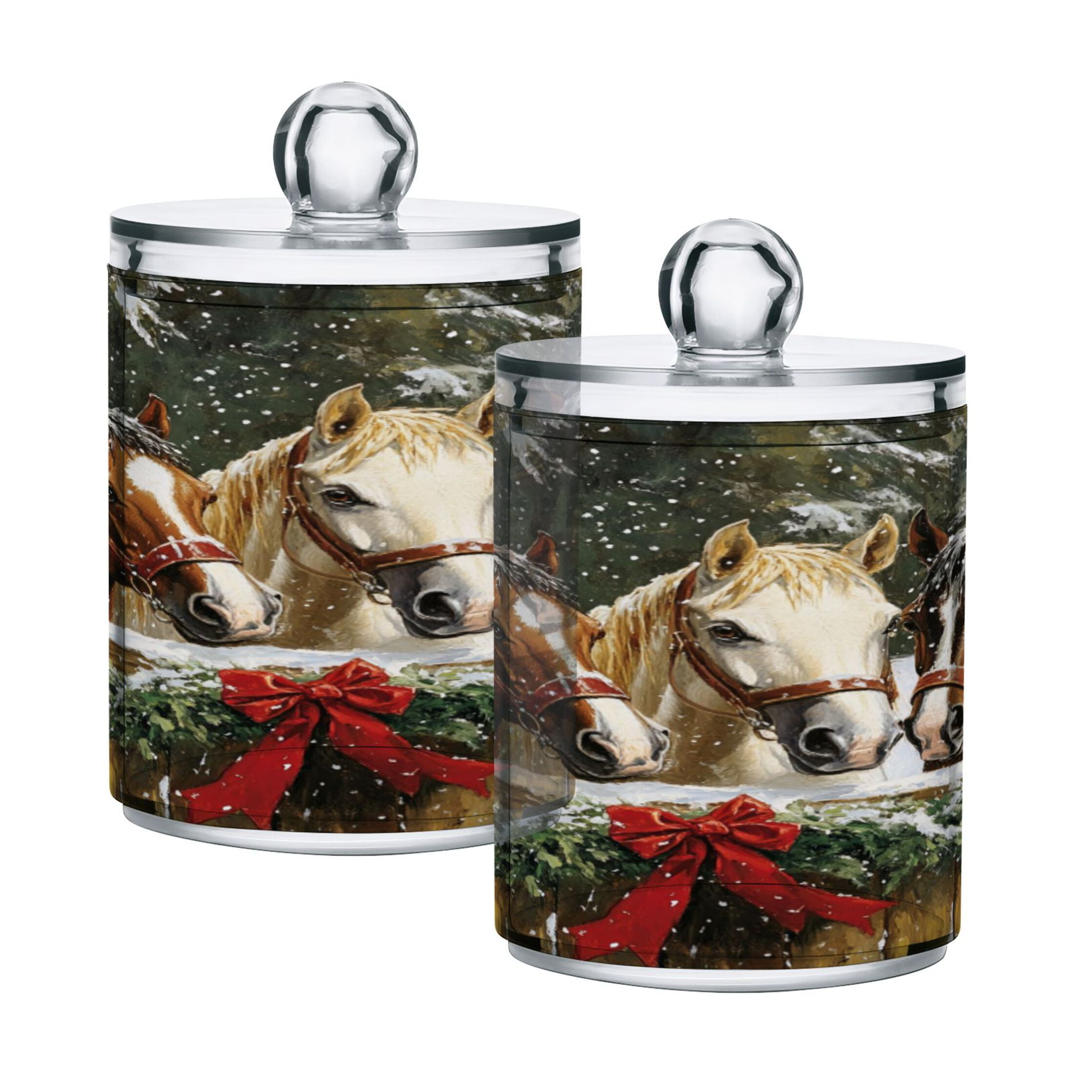 2 Pack Bathroom Canisters Transparent Storage Jar for Cotton Ball, Swab ...