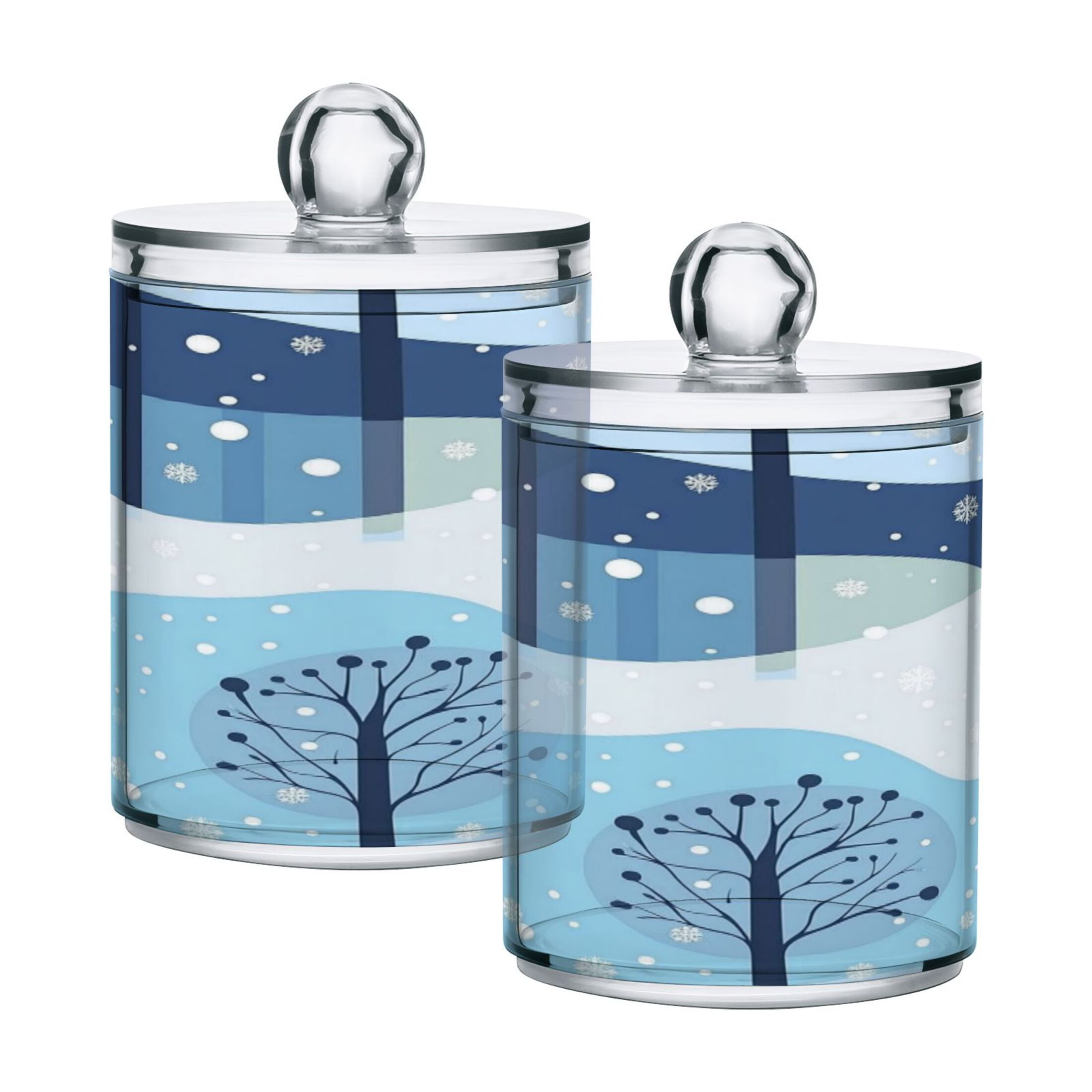 2 Pack Bathroom Canisters Transparent Storage Jar for Cotton Ball, Swab ...