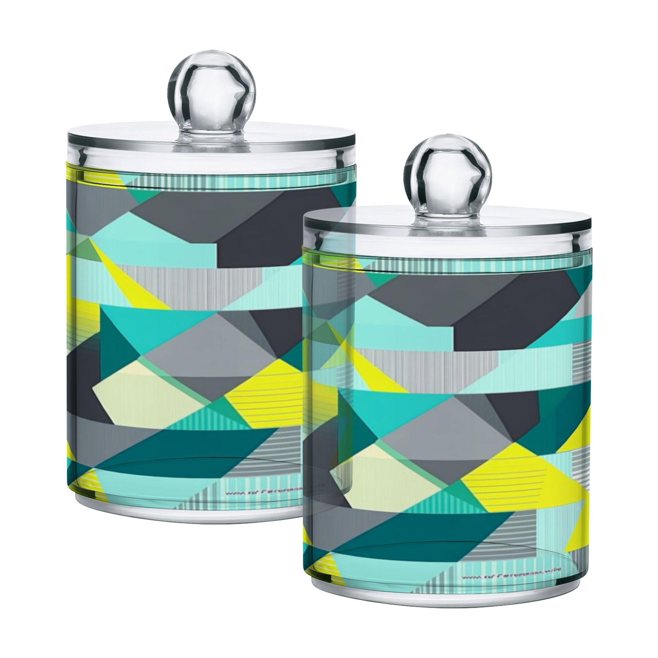 2 Pack Bathroom Canisters Transparent Storage Jar for Cotton Ball, Swab ...