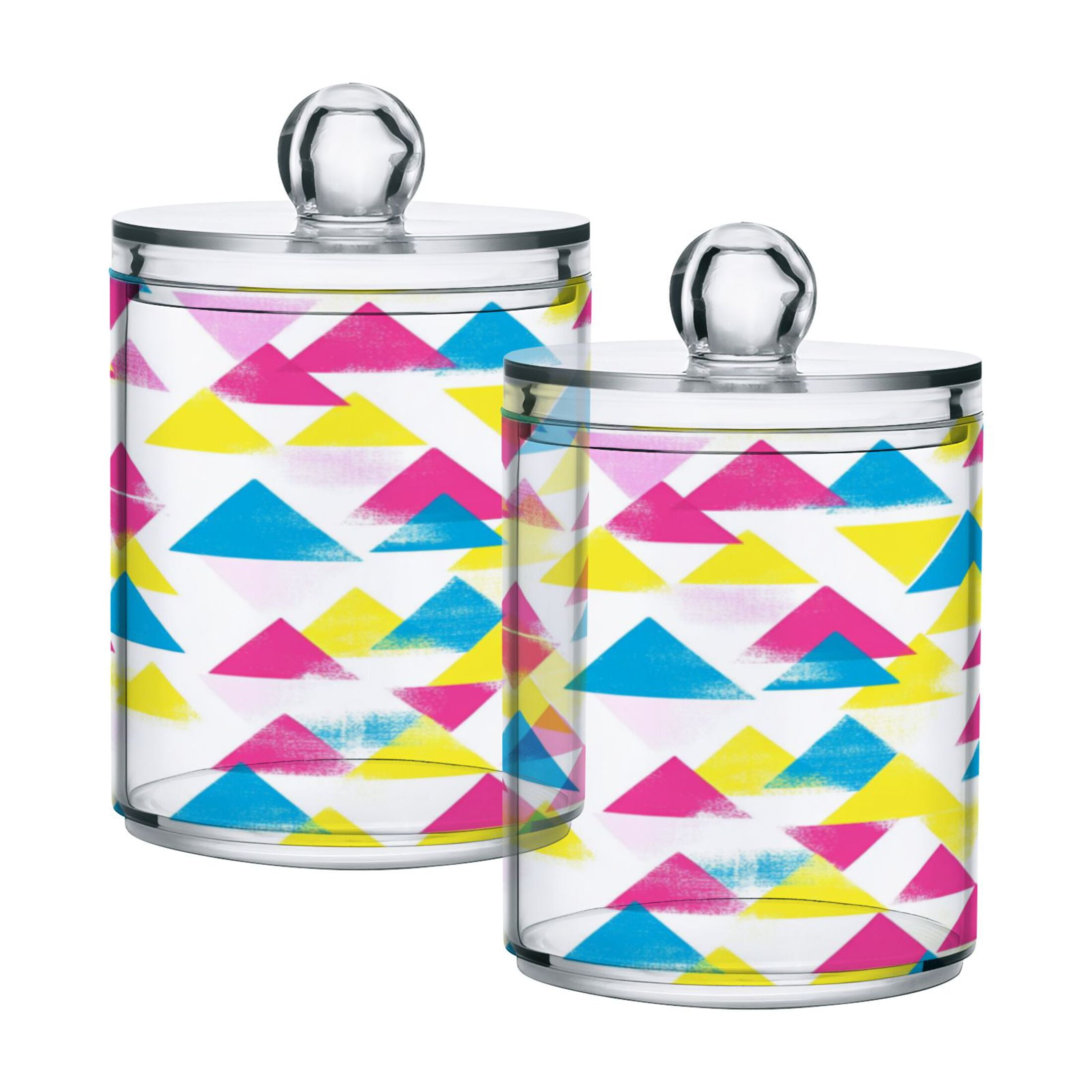 2 Pack Bathroom Canisters Transparent Storage Jar for Cotton Ball, Swab ...