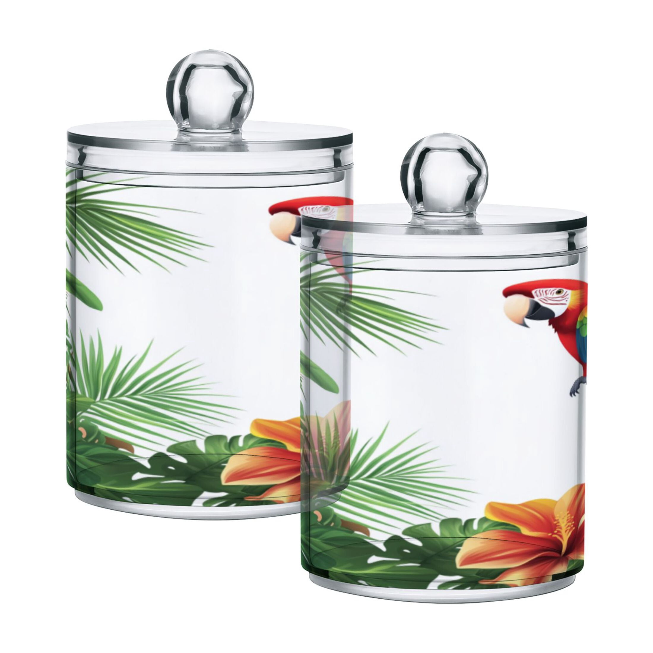 2 Pack Bathroom Canisters Transparent Storage Jar for Cotton Ball, Swab ...
