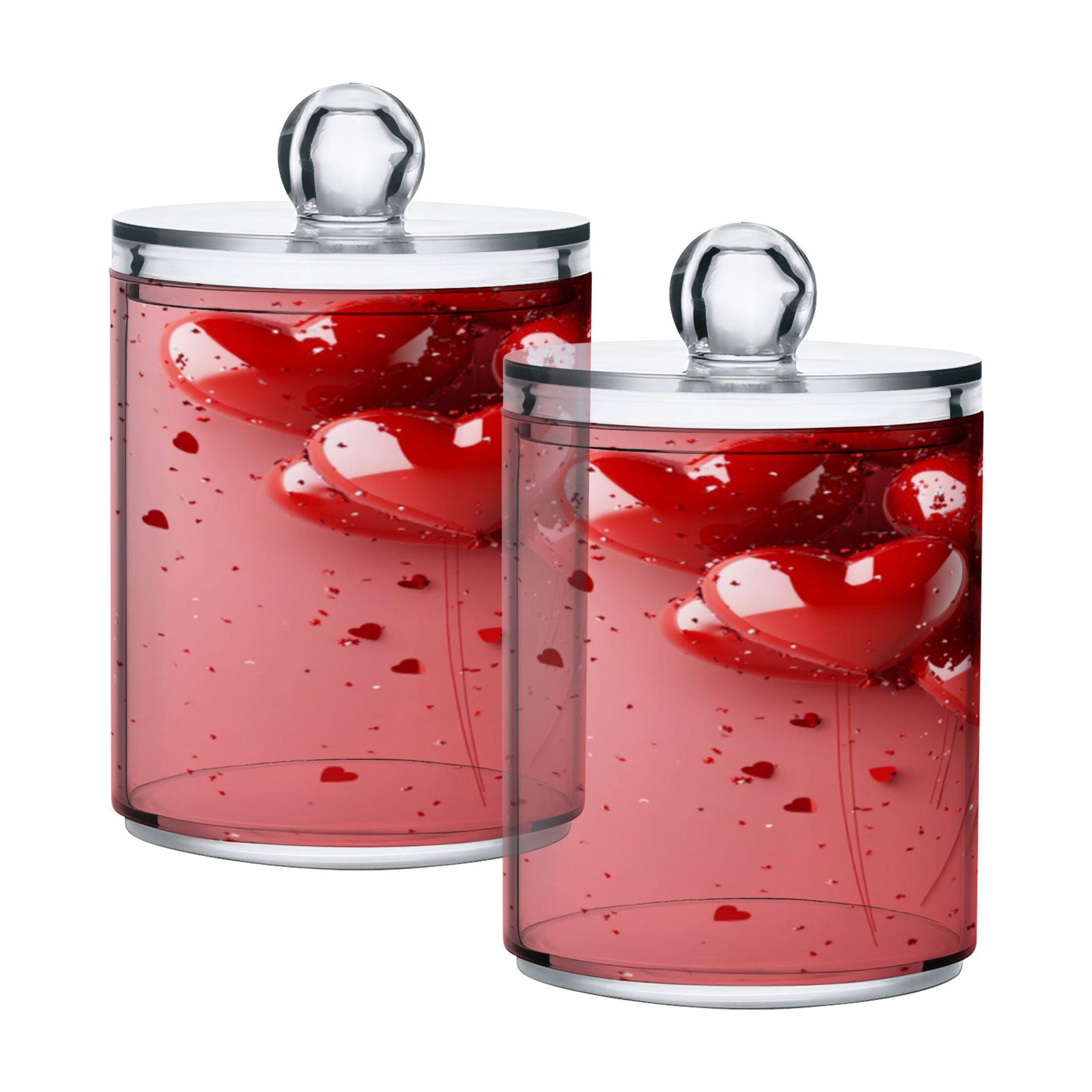 2 Pack Bathroom Canisters Transparent Storage Jar for Cotton Ball, Swab ...
