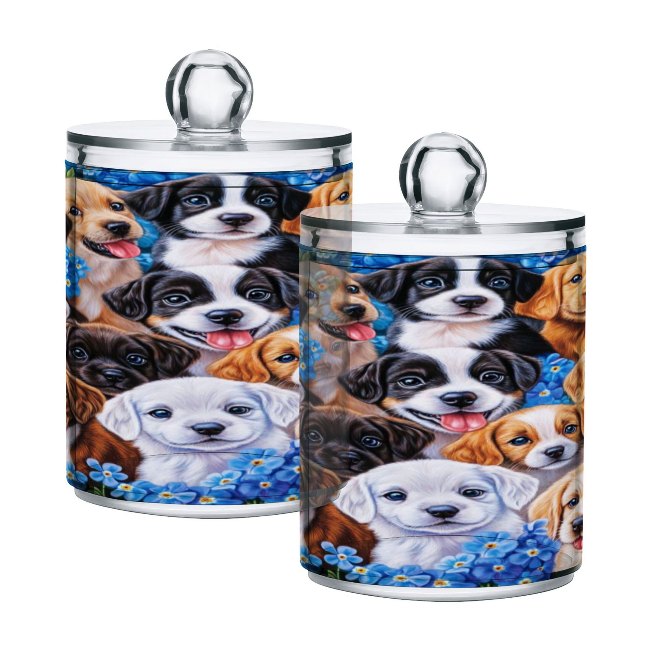 2 Pack Bathroom Canisters Transparent Storage Jar for Cotton Ball, Swab ...