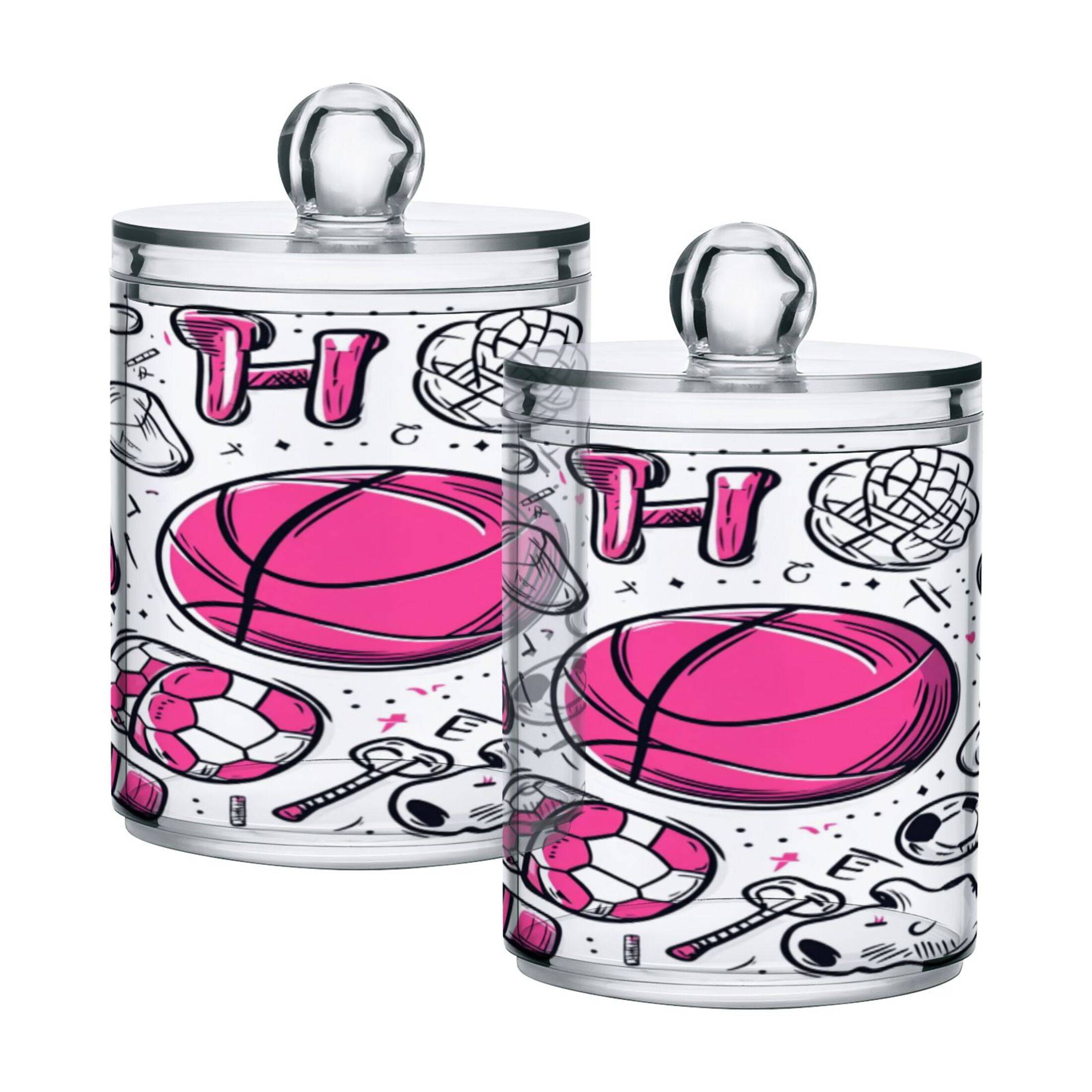 2 Pack Bathroom Canisters Transparent Storage Jar for Cotton Ball, Swab ...